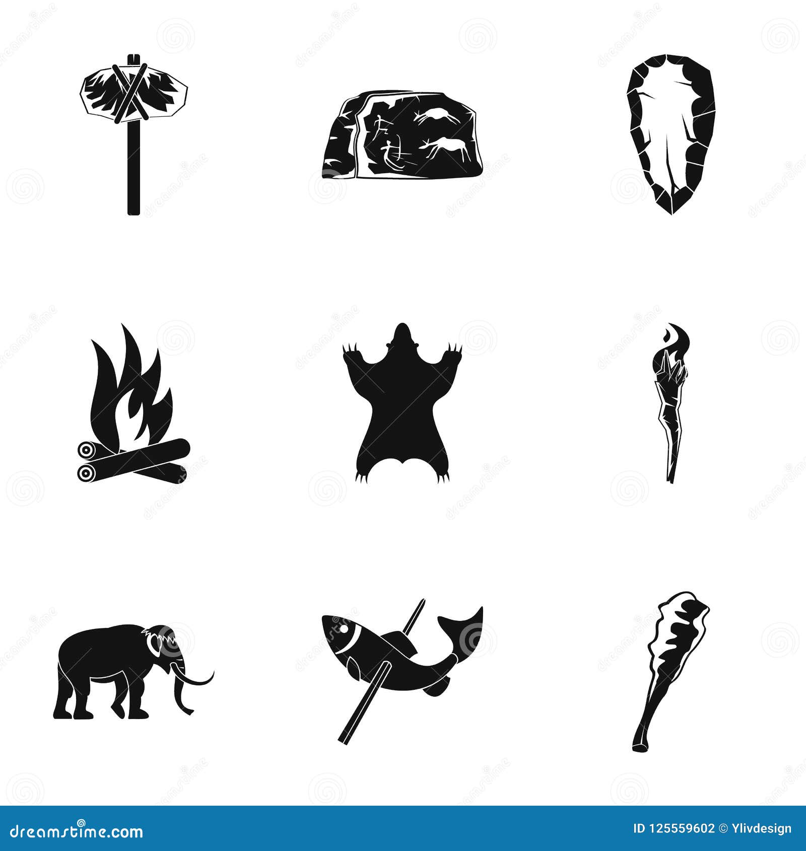 Primitive Icons Set, Simple Style Stock Illustration - Illustration of ...