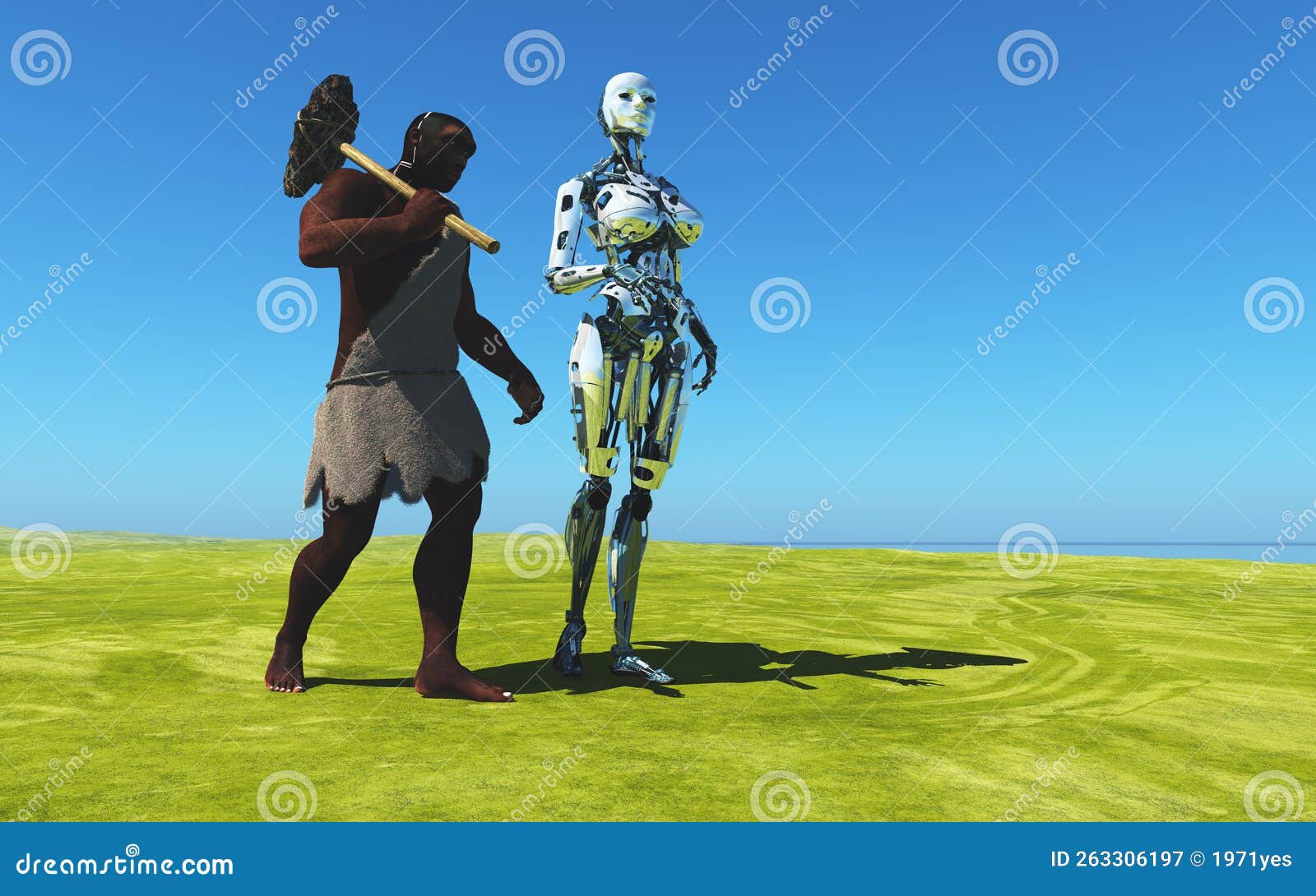Robot and man stock illustration. Illustration of future - 263306197