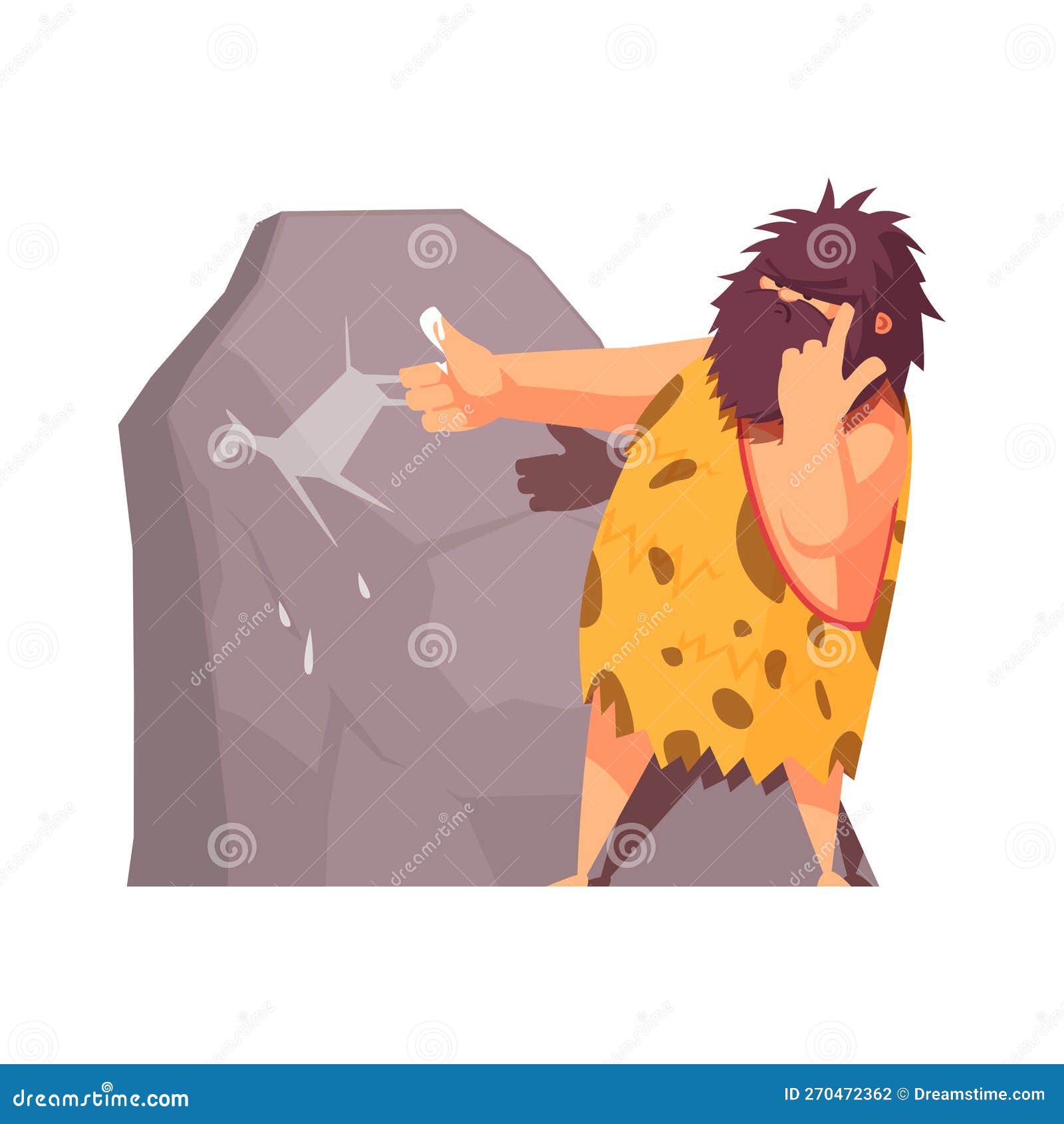 Primitive Man Drawing Composition Stock Vector - Illustration of ...