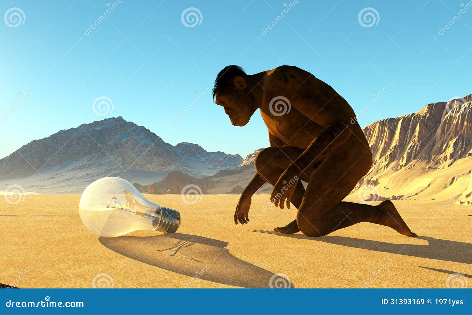 Primitive Man And The Light Royalty Free Stock Images - Image: 31393169