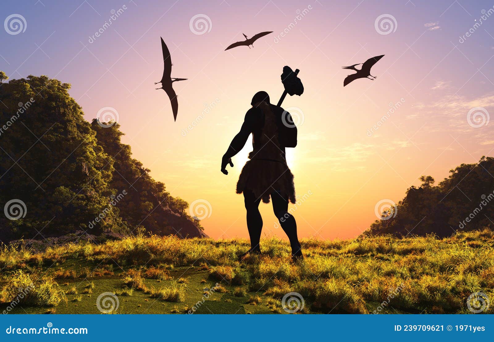 Primitive man stock illustration. Illustration of render - 239709621