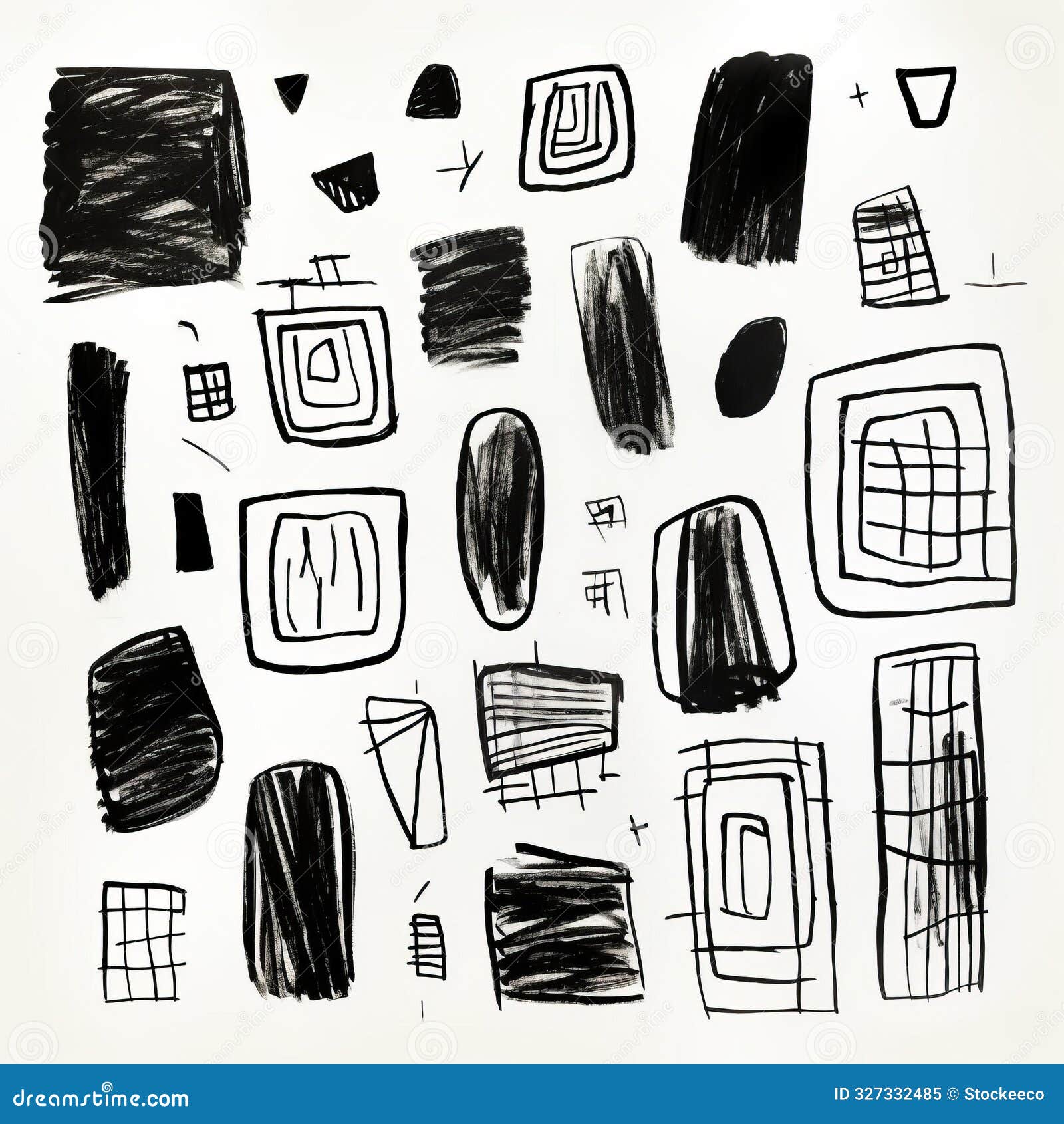 Primitive Minimalist Hand Drawn Study Room Sketch Design Concept Stock ...