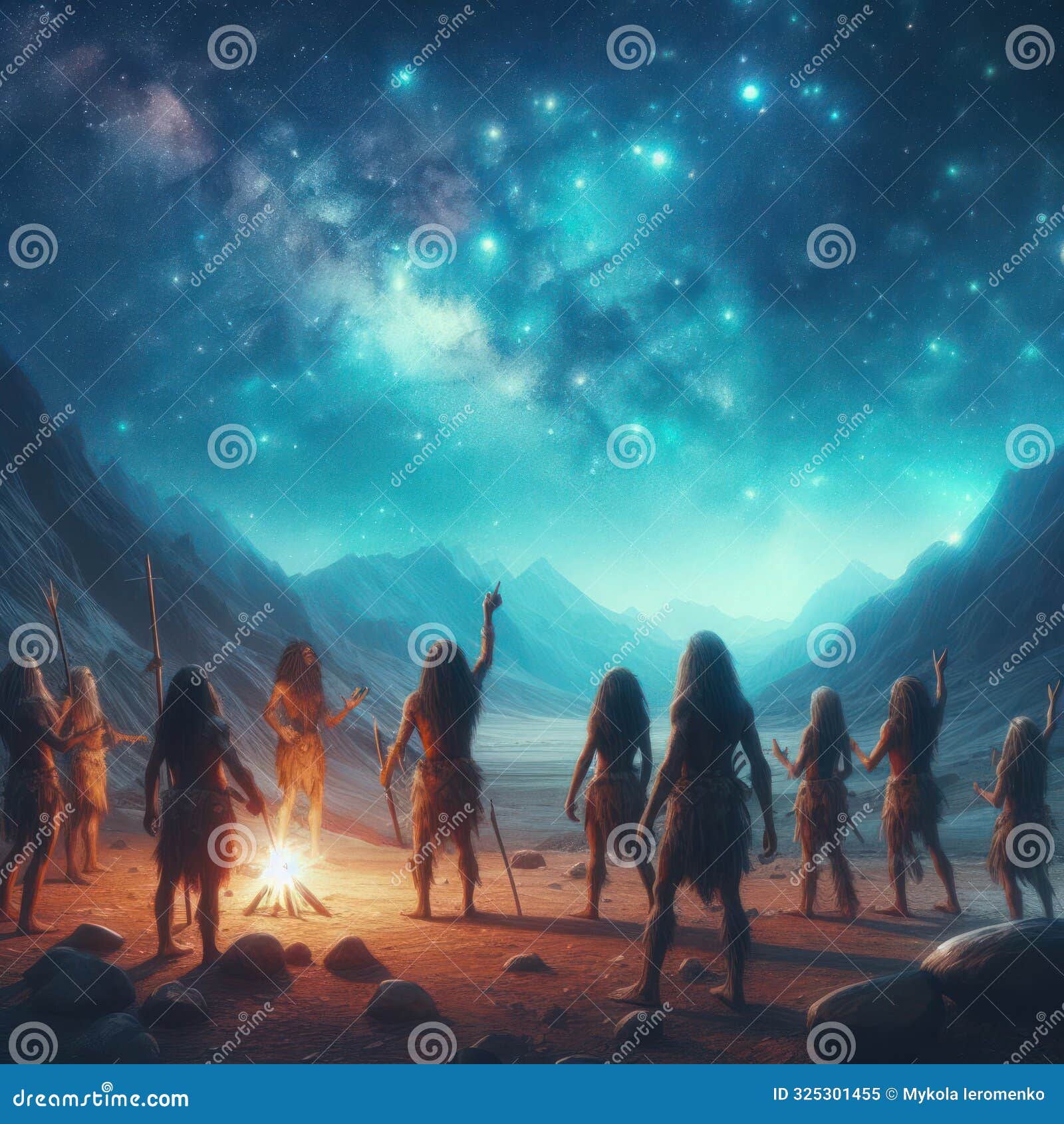 Primitive People Infographics Cartoon Vector | CartoonDealer.com #124255863