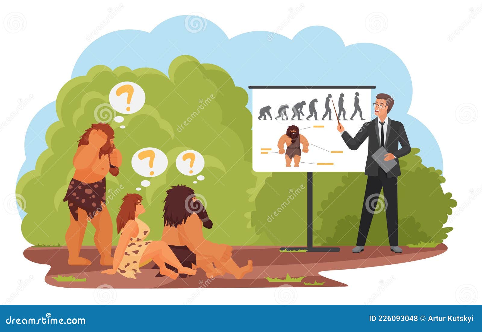 Primitive Tribe People Training, Caveman Group Sitting at Lecture on ...