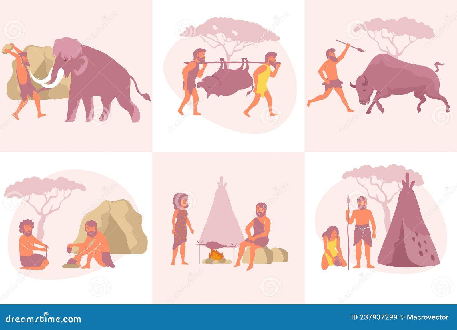 Primitive Tribe Square Compositions Stock Vector - Illustration of cook ...