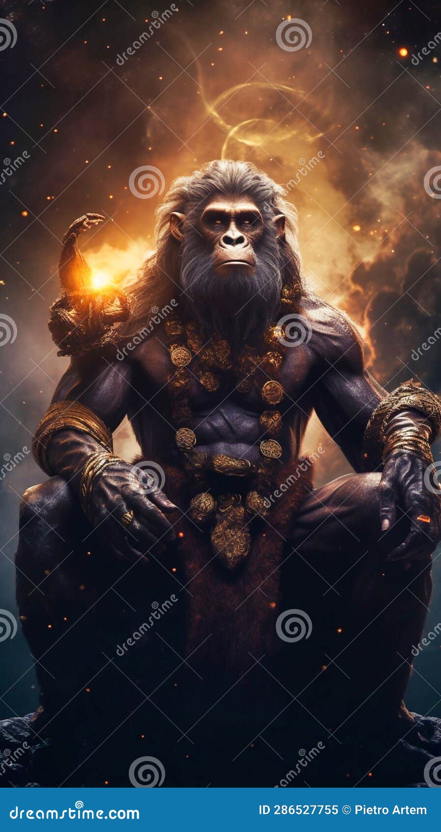 The Primordial Darkness Embodying a Monkey God. Generative AI Stock ...