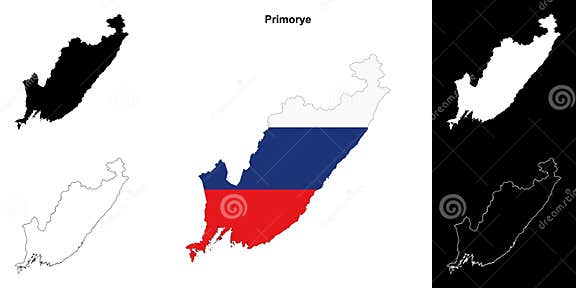 Primorye outline map stock vector. Illustration of cartography - 334733817