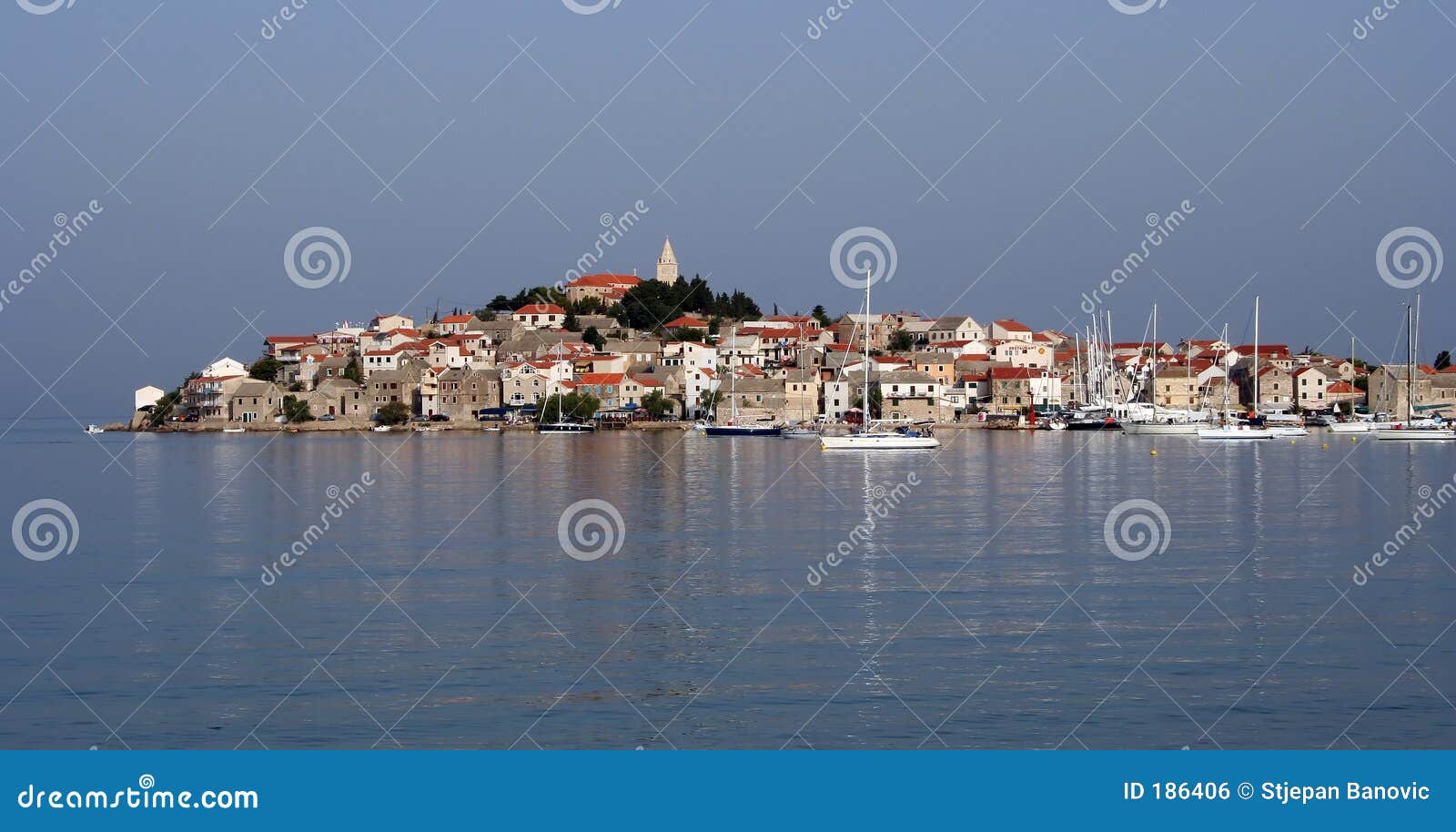 Primosten stock photo. Image of water, blue, town, croatia - 186406