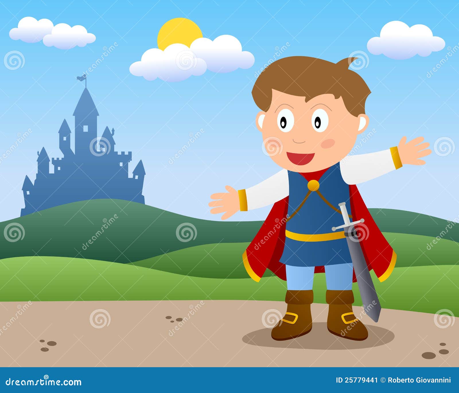Prince Is Back To The Castle Cartoon Vector | CartoonDealer.com #25779441