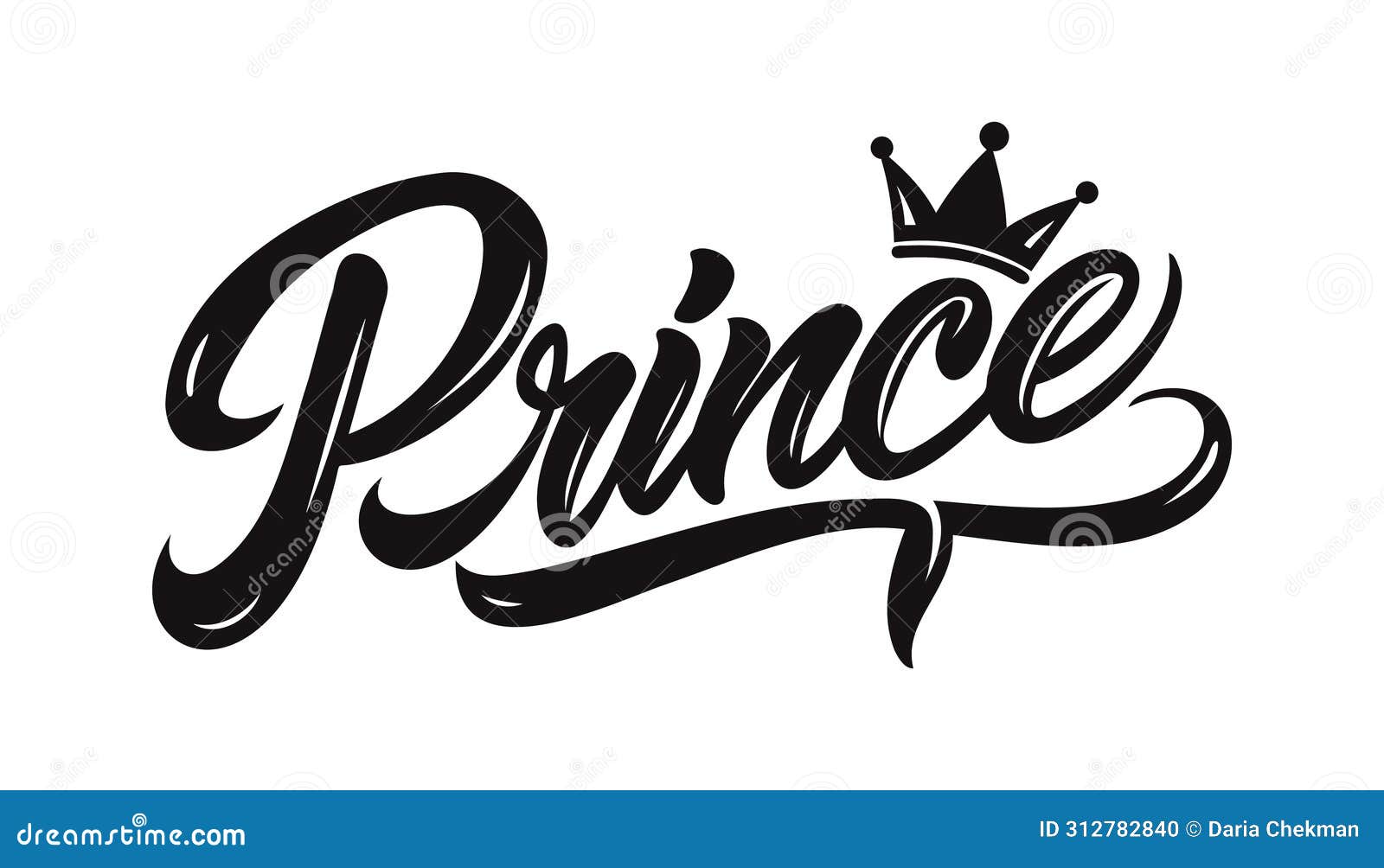 Prince - Calligraphy Lettering with a Hand Drawn Crown on a White ...