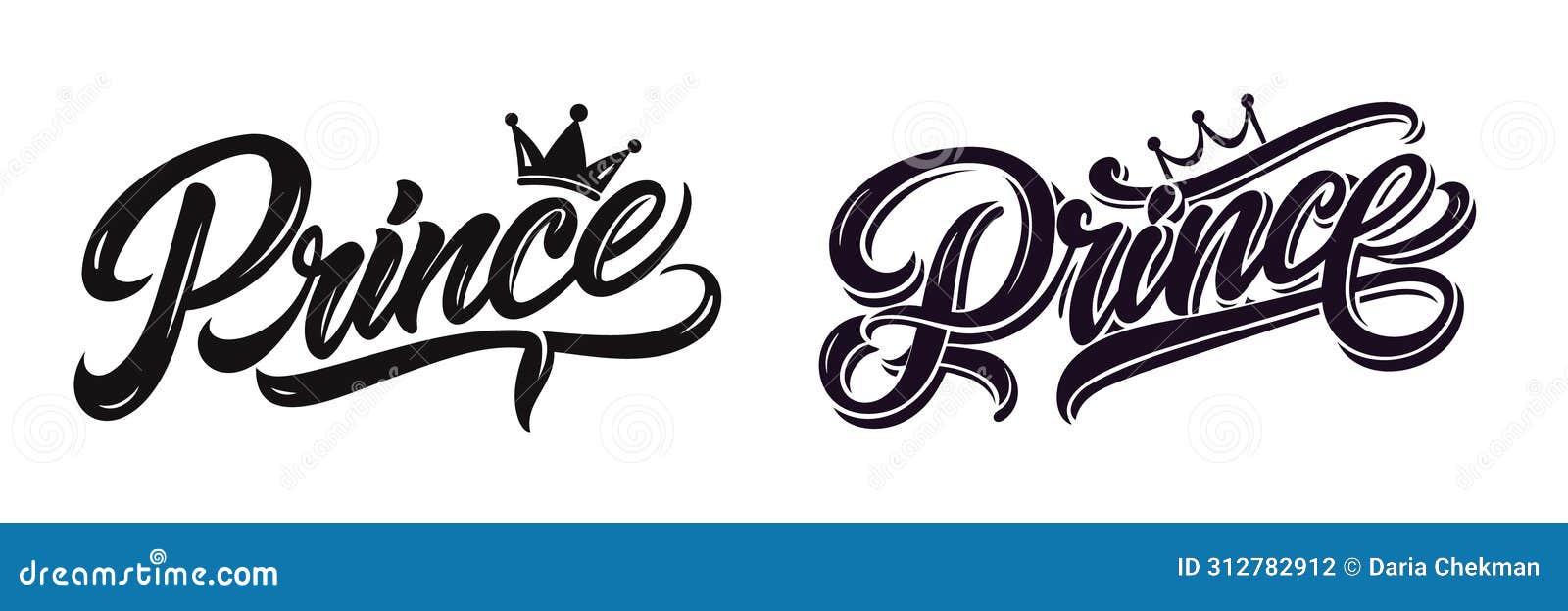 Prince - Calligraphy Lettering with a Hand Drawn Crown on a White ...