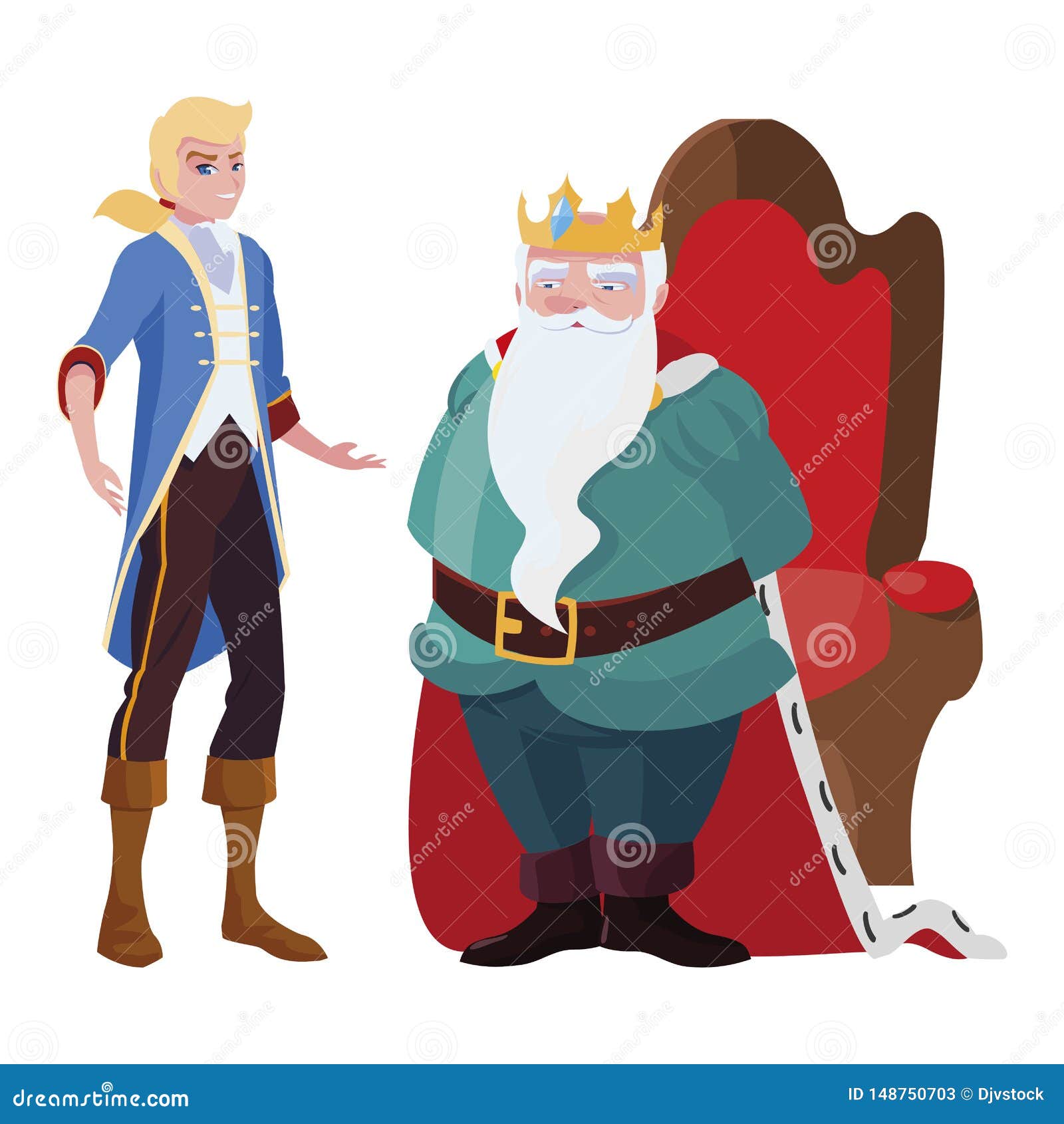 Prince Charming with King on Throne Characters Stock Illustration - Illustration of royal ...