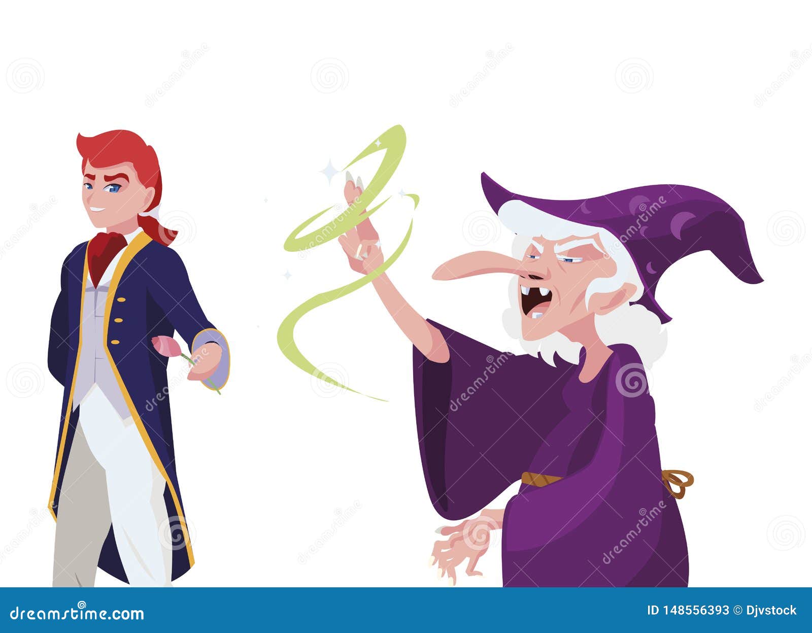 Prince Charming and Witch of Tales Character Stock Illustration ...