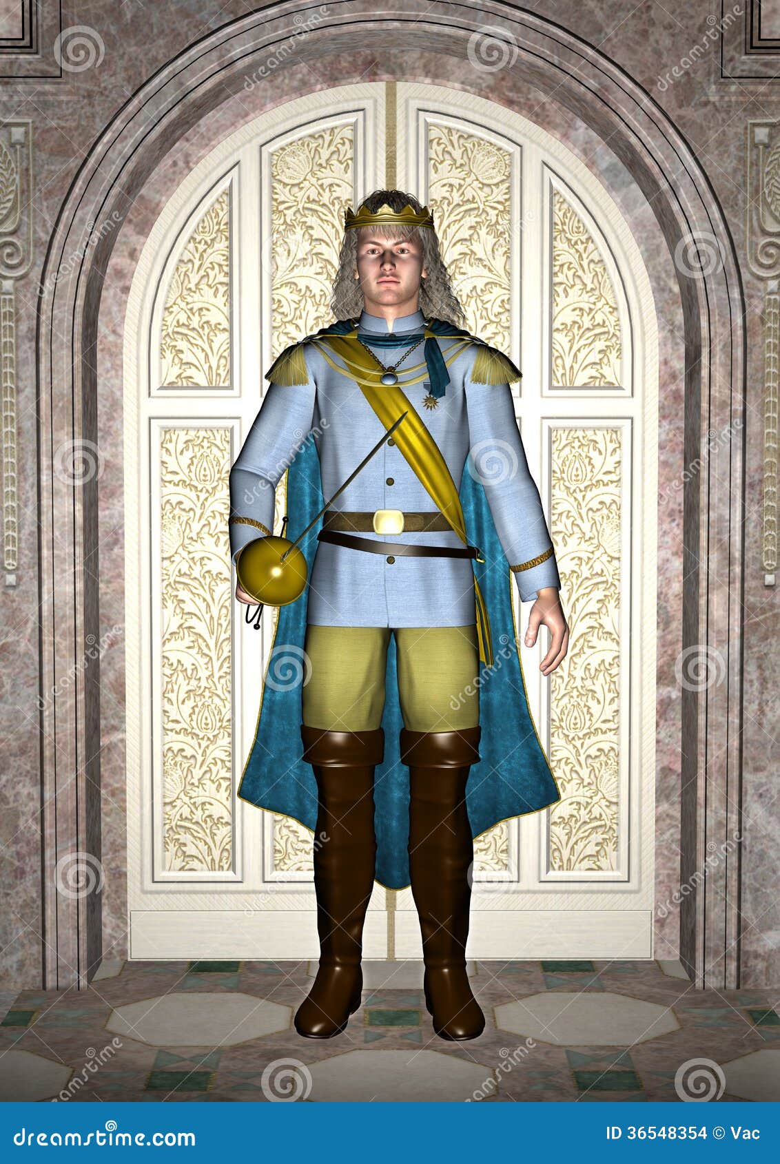 Prince in Fairytale Palace stock illustration. Illustration of ...