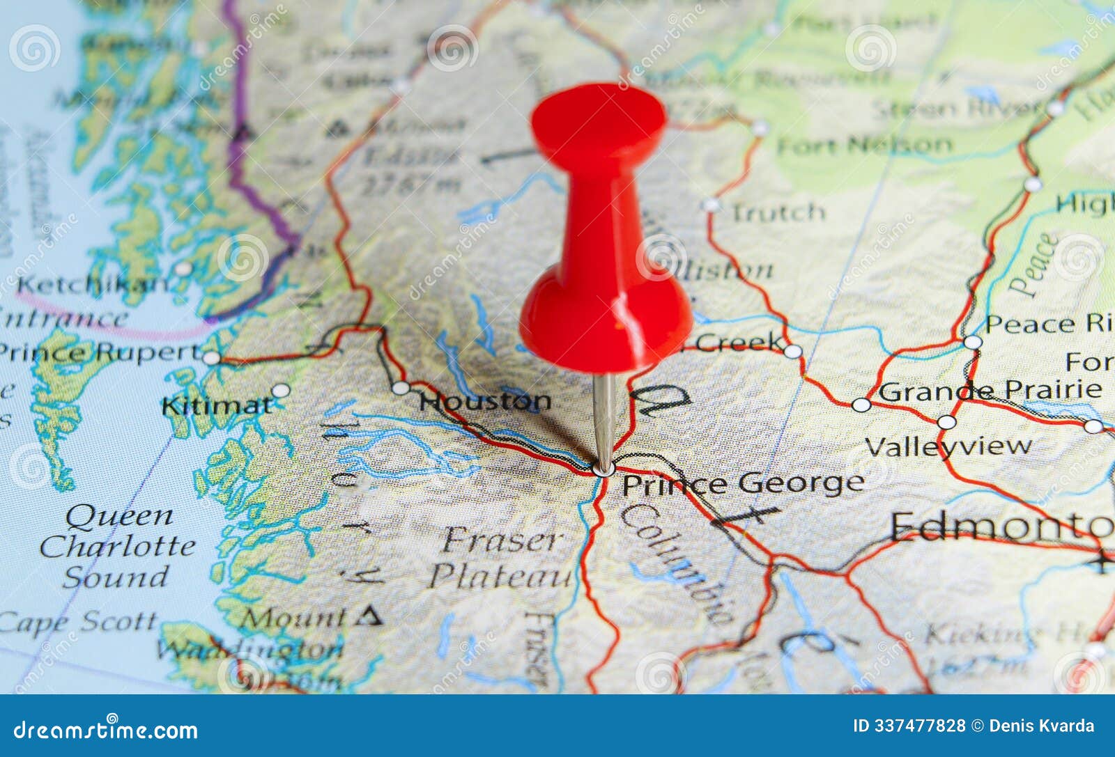 Prince George, Canada Pin on Map Stock Photo - Image of holiday, plan ...