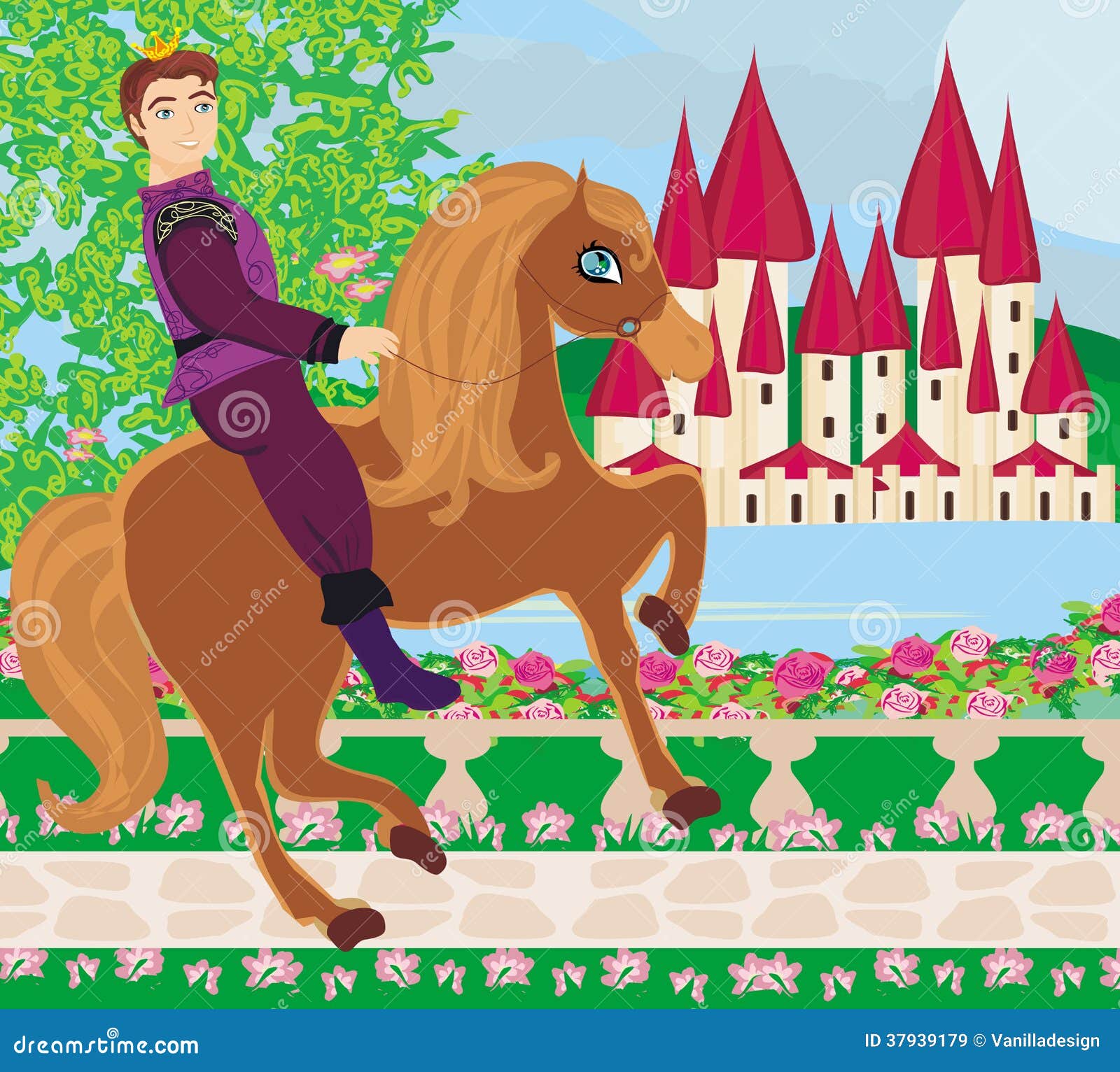 Prince Riding a Horse To the Castle Stock Vector - Illustration of ...
