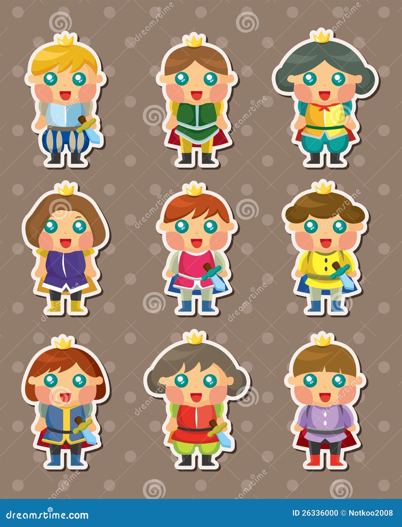 Prince stickers stock vector. Illustration of handsome - 26336000