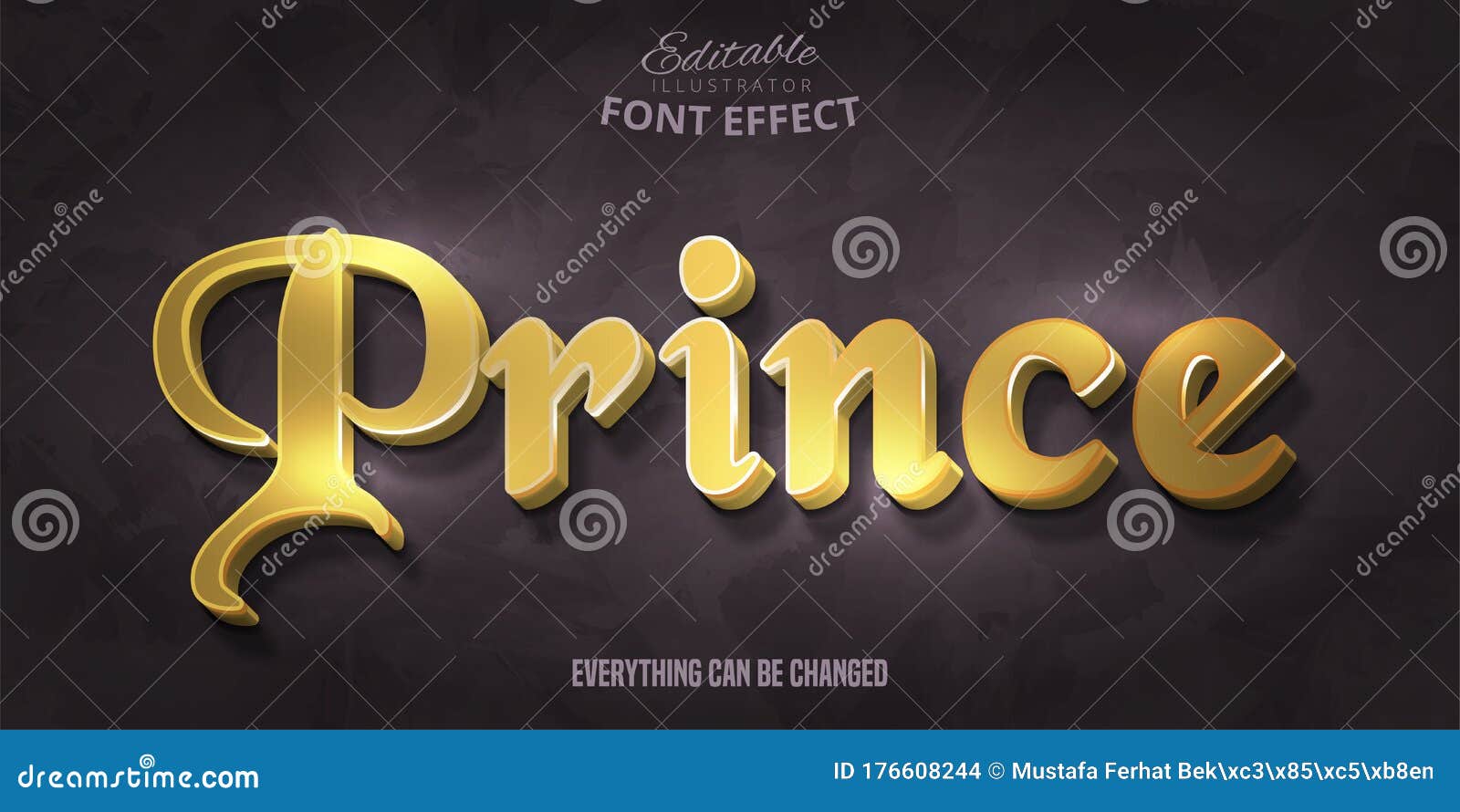 Prince Text, 3d Editable Font Effect Stock Vector - Illustration of ...