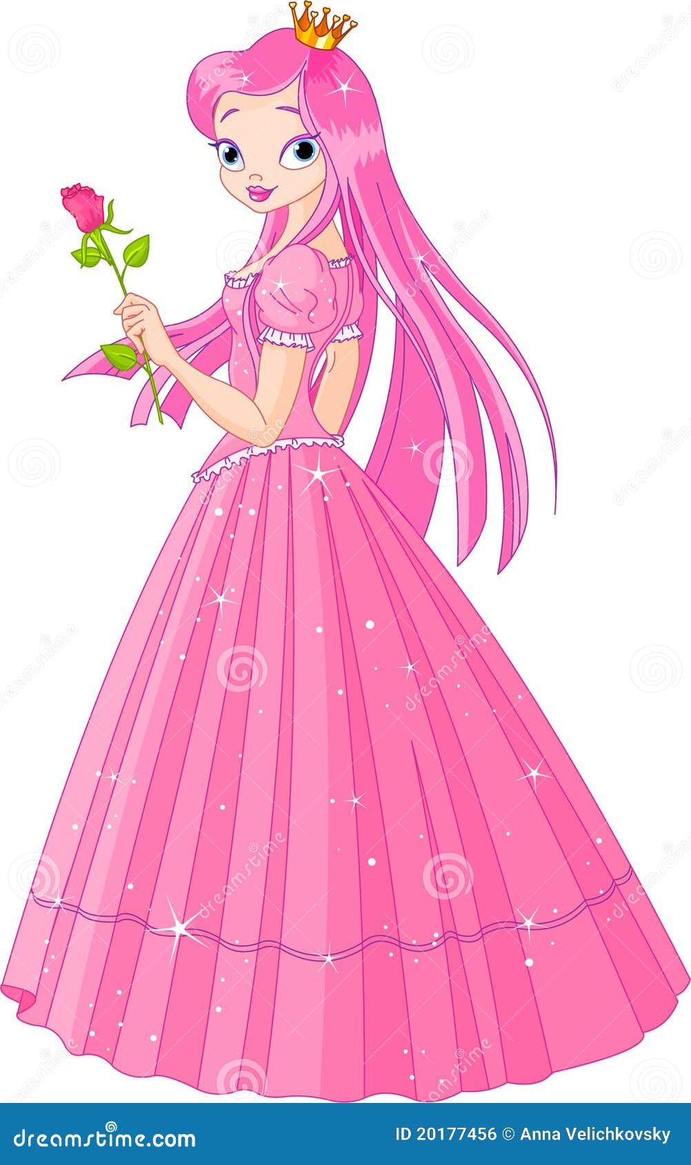 A Princesa Cor-de-rosa Bonita Com Levantou-se Ilustração do Vetor ...