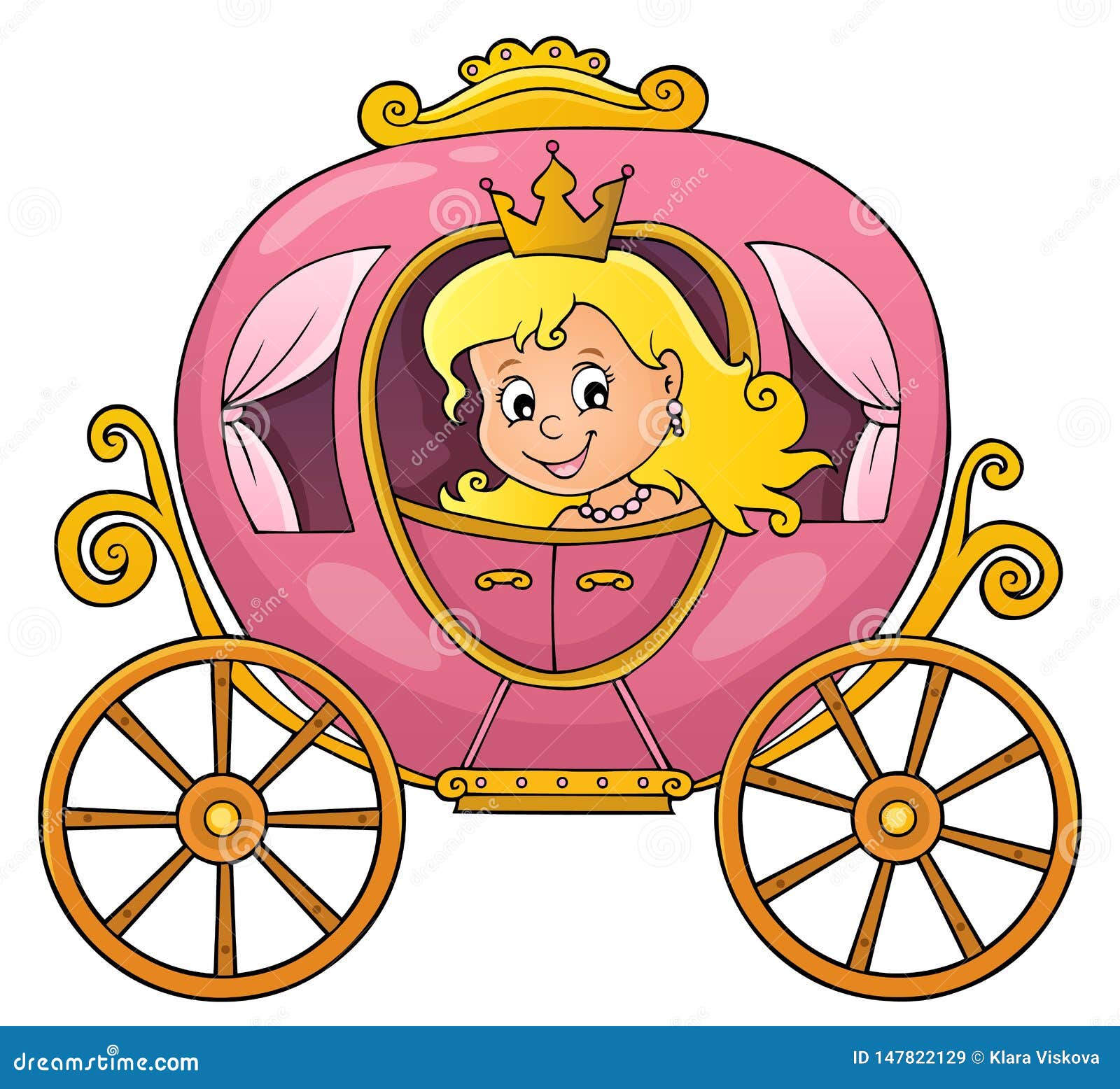 Princesa En La Imagen 1 Del Tema Del Carro Ilustración del Vector ...