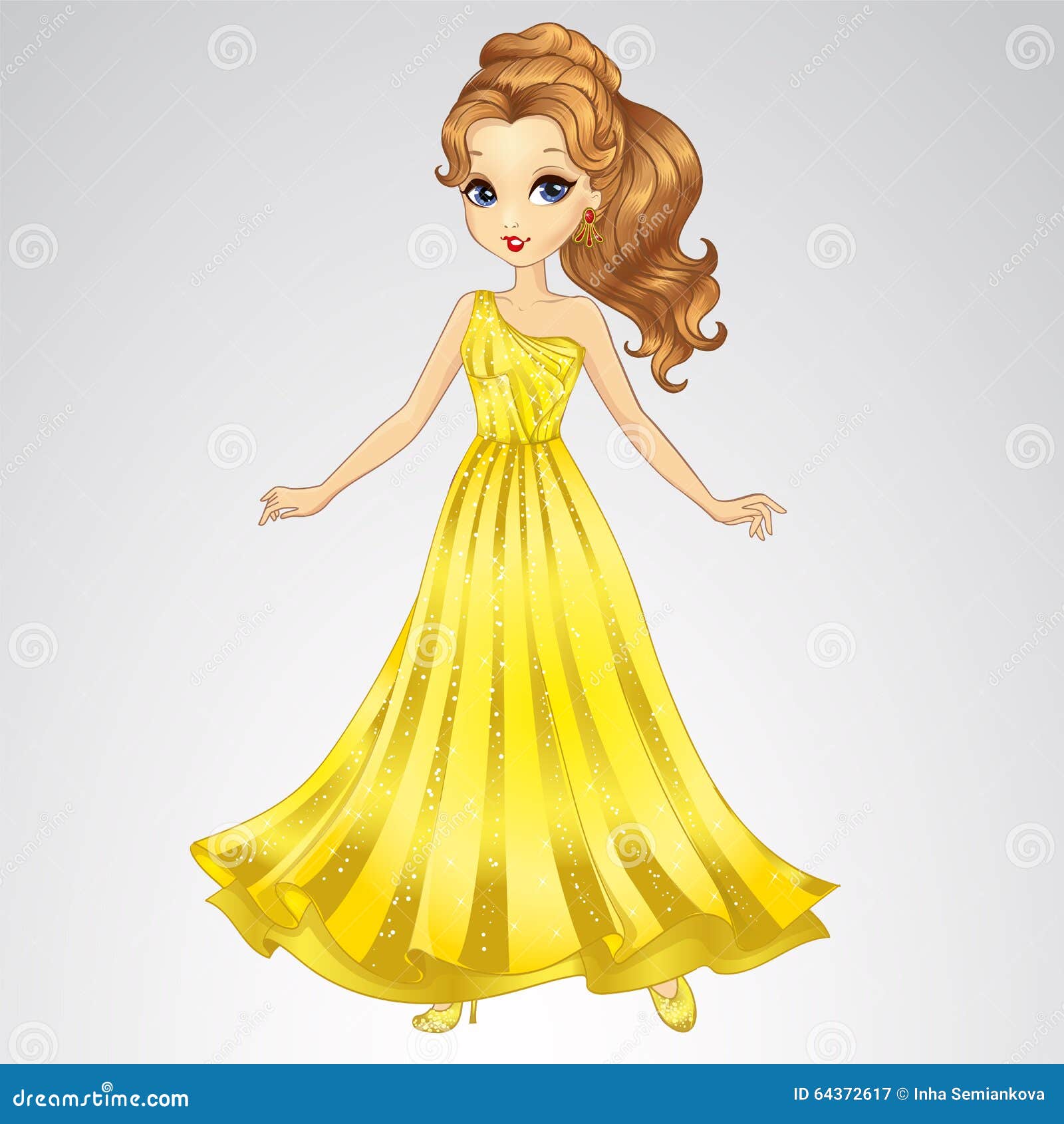 Princesa in Gold Dress Da Beleza Ilustração do Vetor - Ilustração de ...