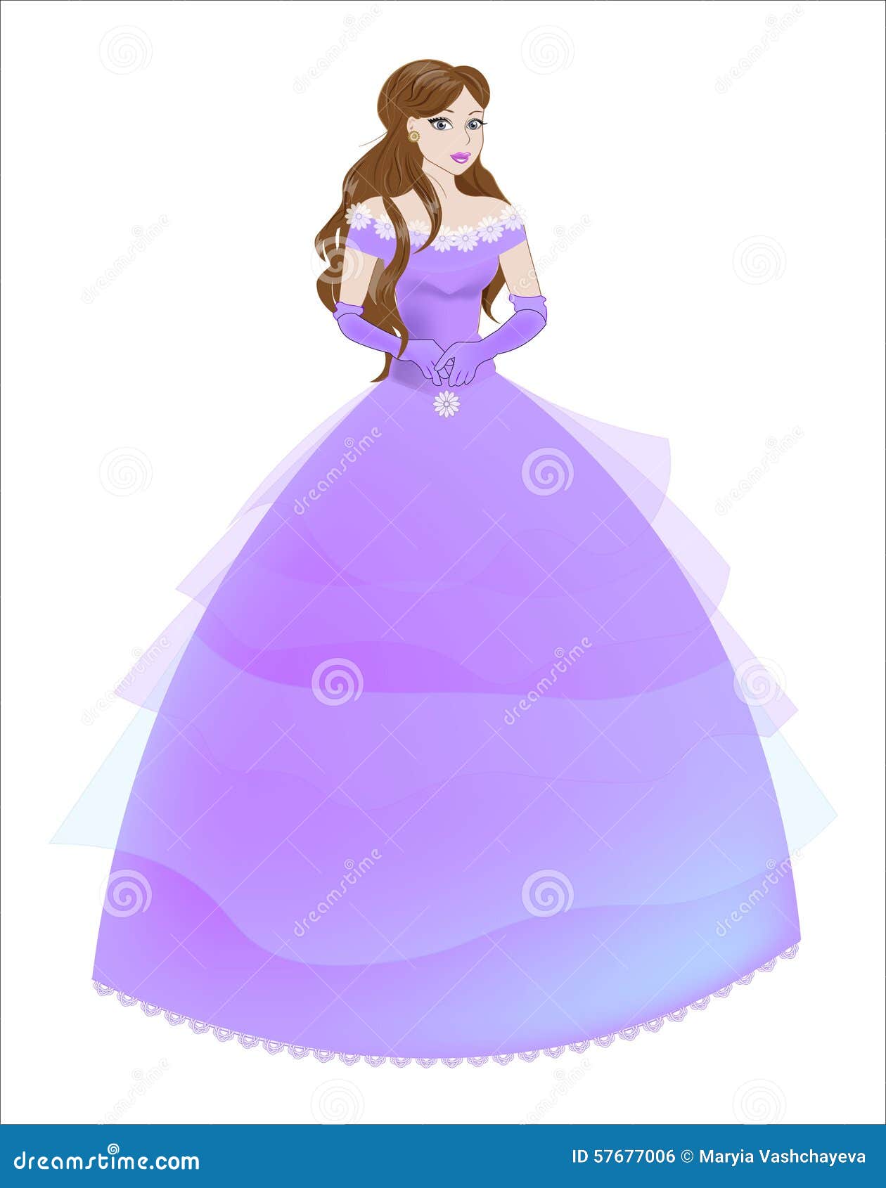 Princesa a Morena Em Um Vestido Roxo Ilustração do Vetor - Ilustração ...