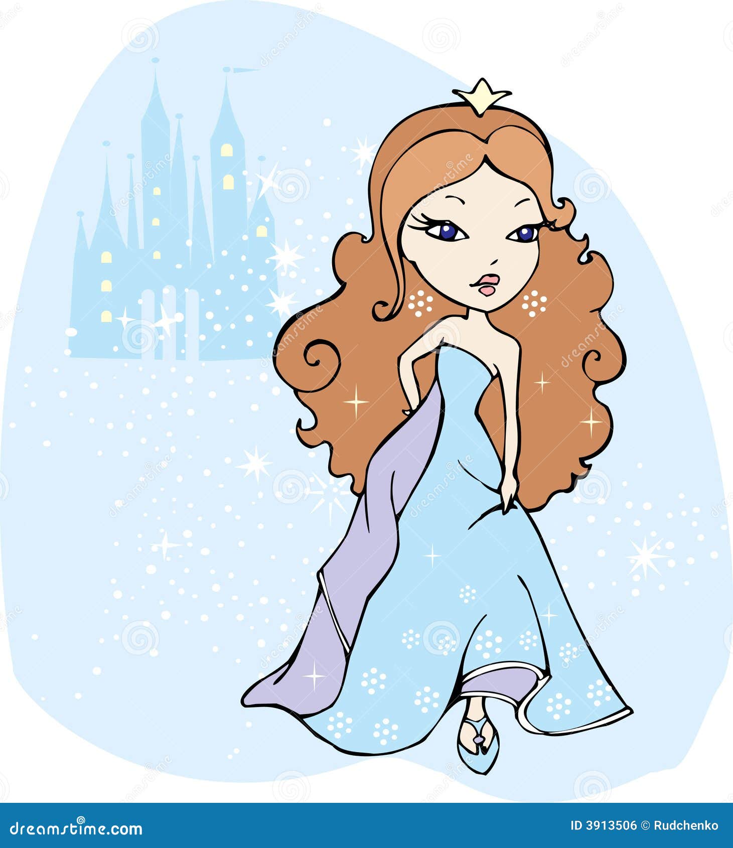 Princess stock vector. Illustration of tale, brunette - 3913506