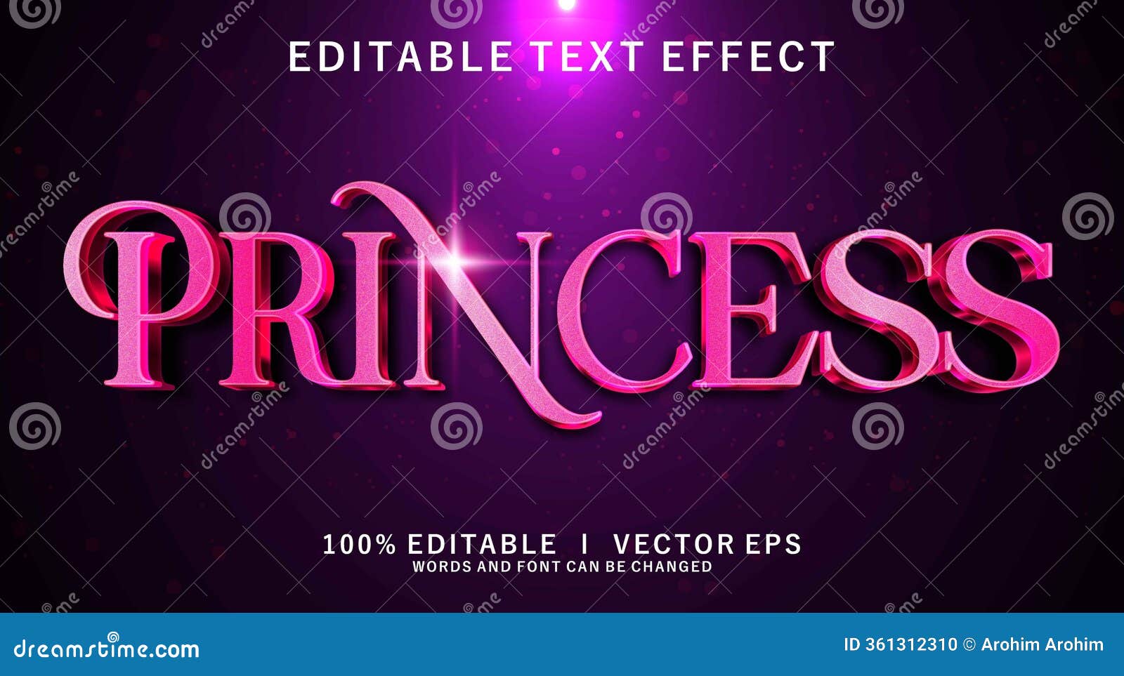 Princess 3d Vector Text Effect with Modern Style Design Stock ...