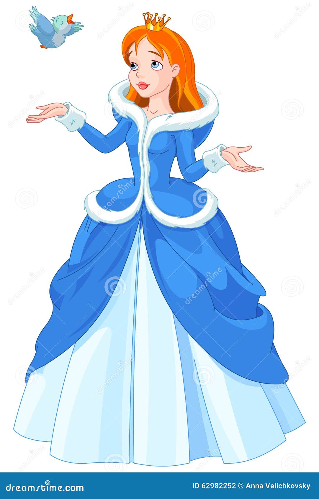 Princess And Bird Vector Illustration | CartoonDealer.com #62982252