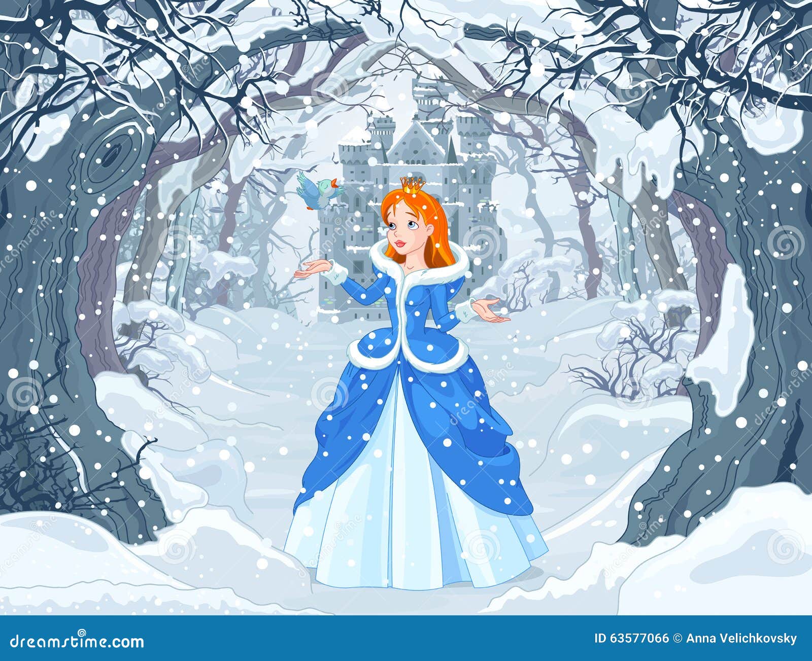 Princess and Bird stock vector. Illustration of cartoon - 63577066