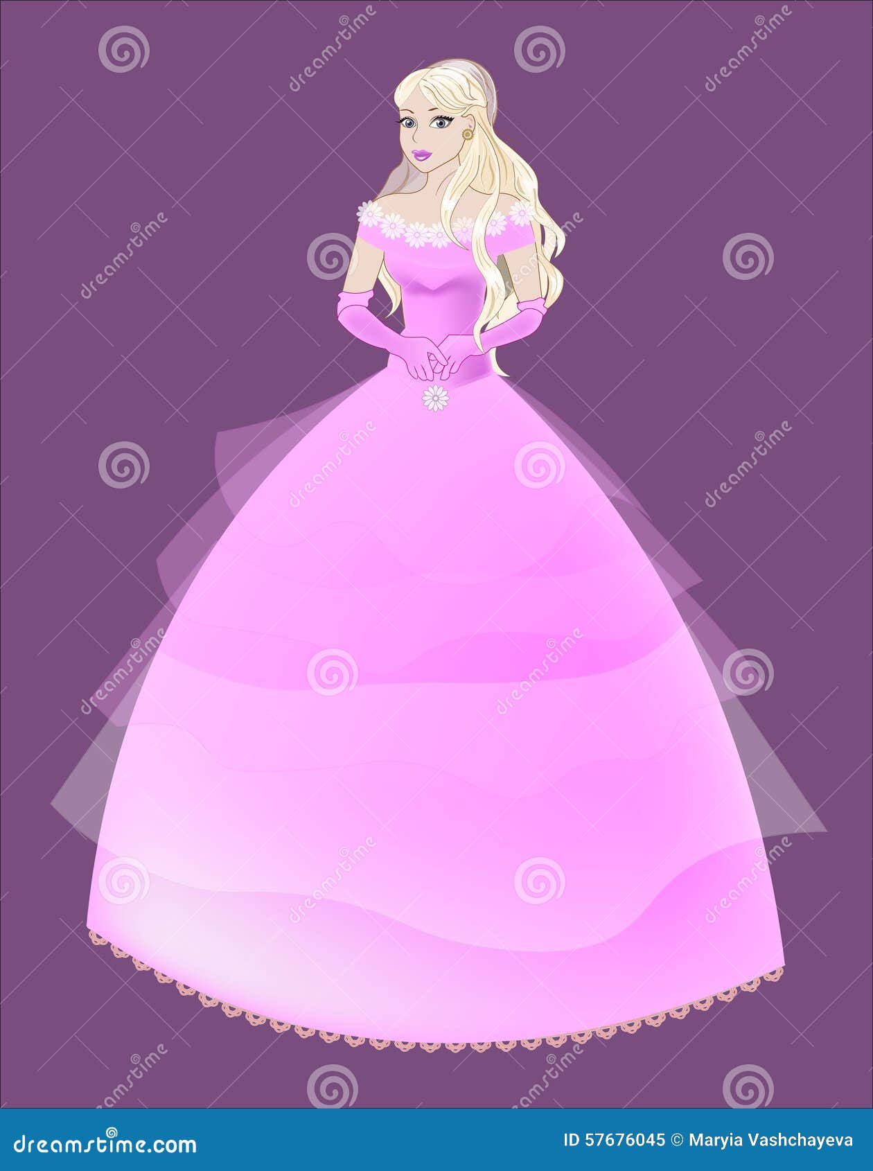 Princess The Blonde In A Pink Dress Stock Vector Illustration Of