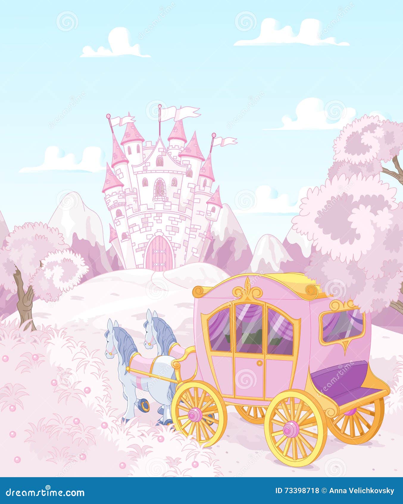 Princess Carriage Back To Kingdom Stock Illustrations – 1 Princess ...