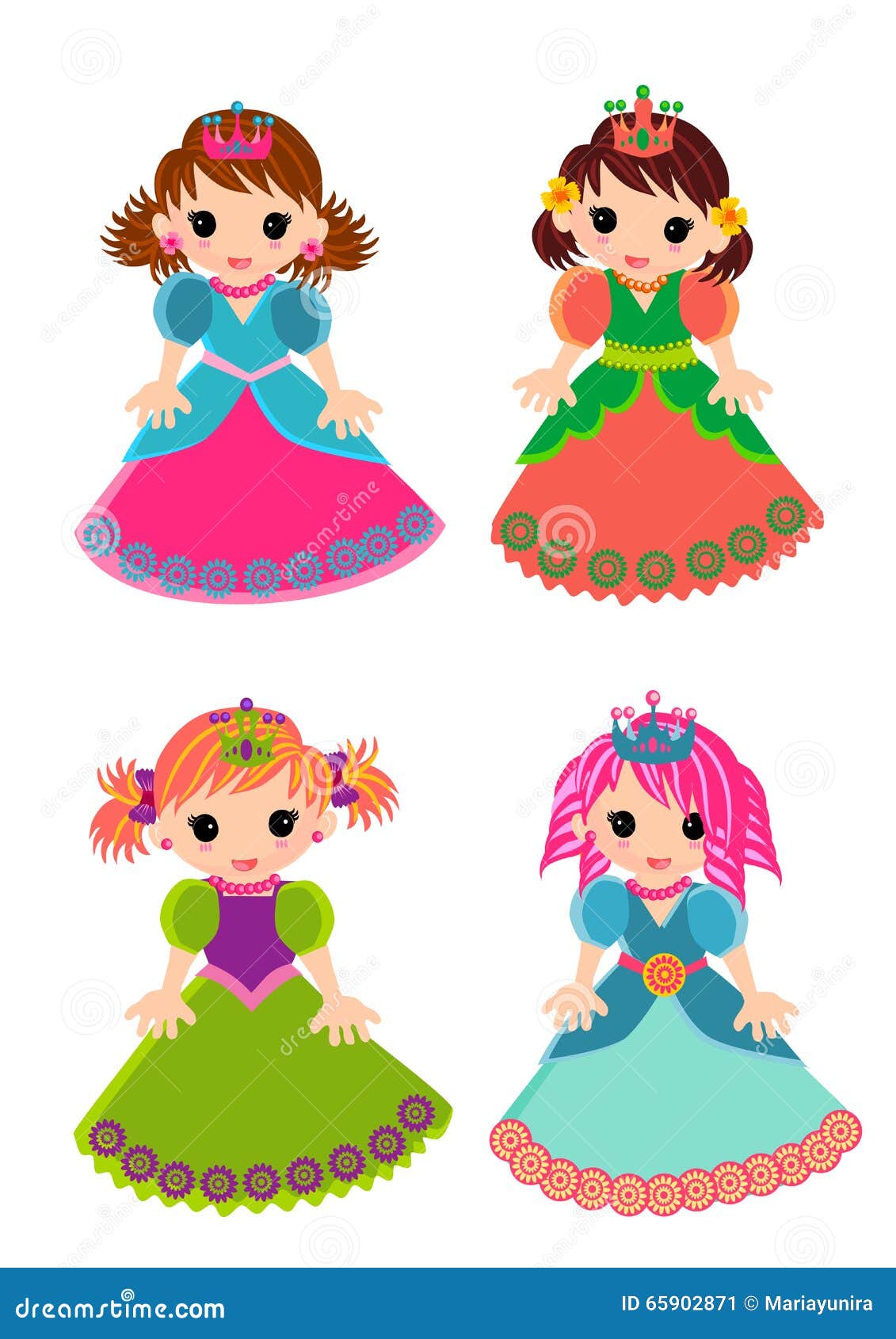 Princess Cartoon Set Isolated Stock Vector - Illustration of insects ...