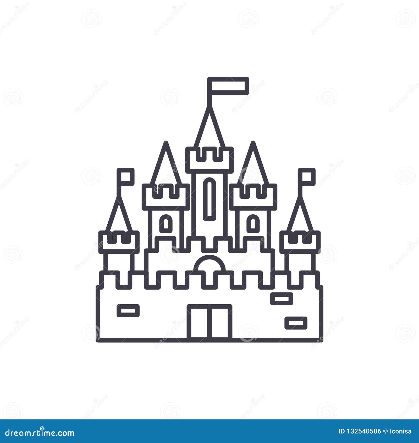 Castle Line Icons Collection. Medieval, Fortress, Royal, Turrets ...