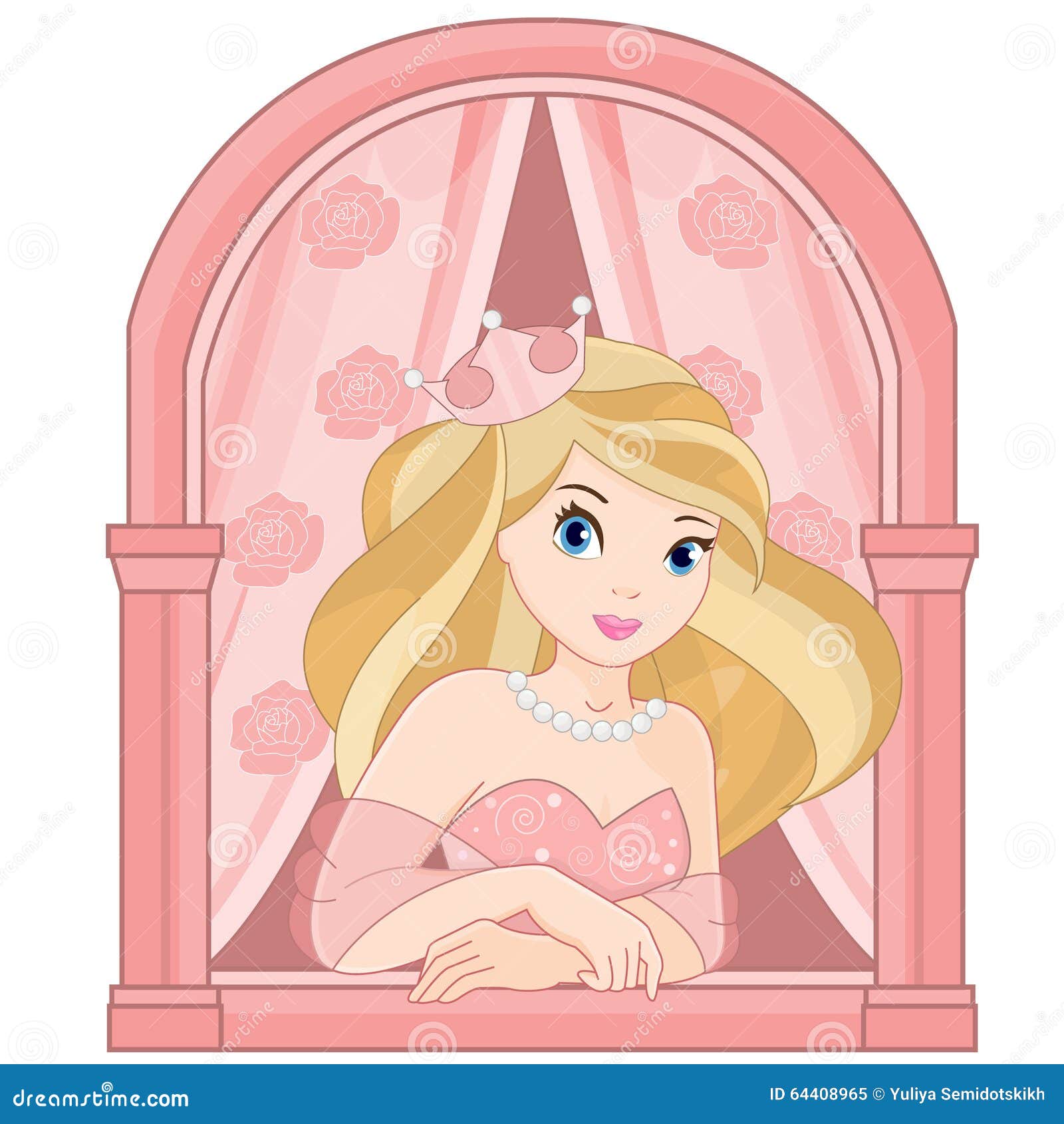 Princess In The Castle Window Stock Vector - Image: 64408965
