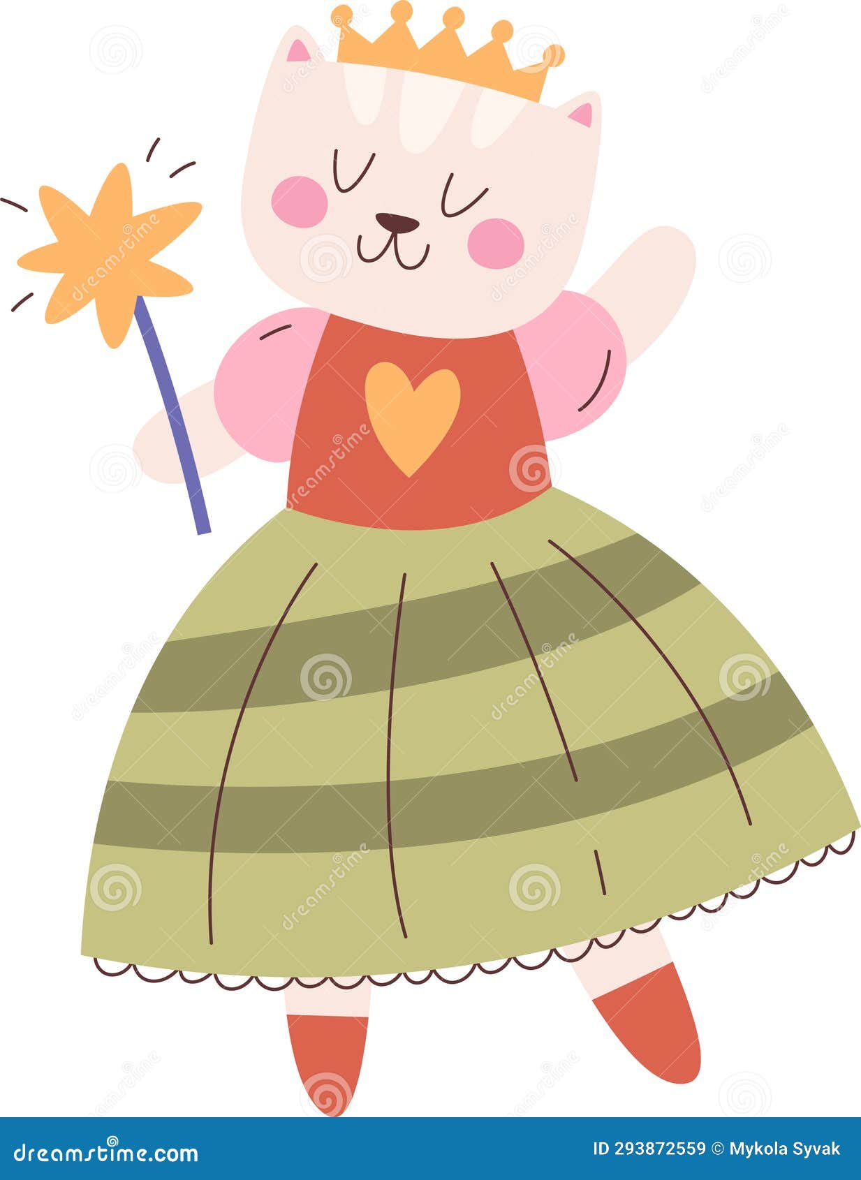 Princess Stick Smily Vector Cartoon Little Girl | CartoonDealer.com ...