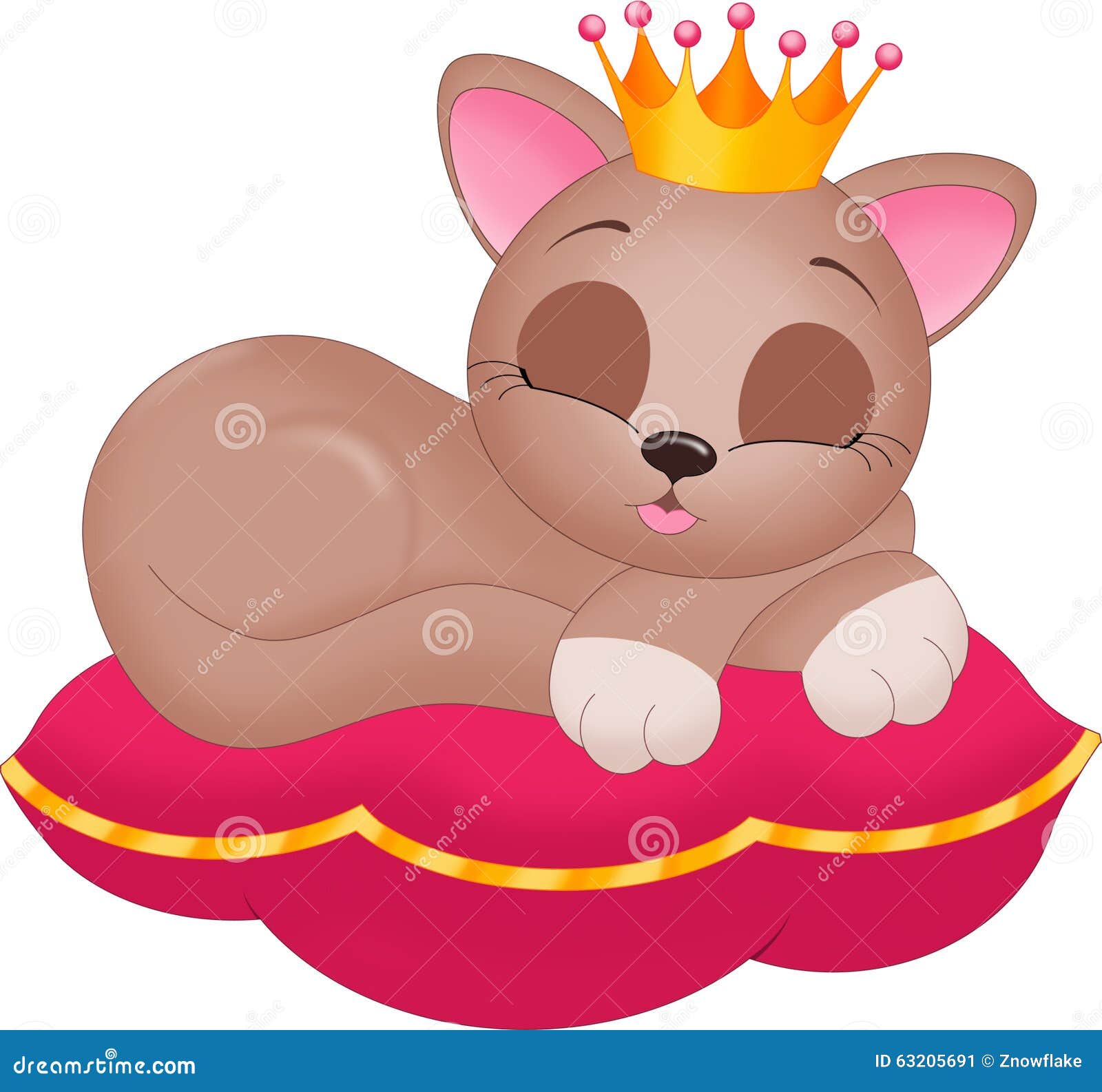 Princess Cat Lying On The Sofa With Red Ball In Paws And Crown On Head ...