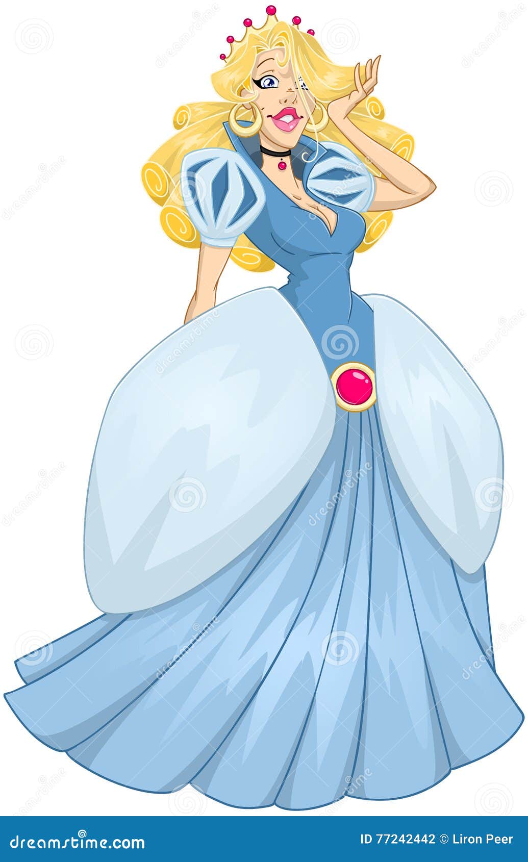 Princess Cinderella in Blue Dress Stock Vector - Illustration of jewel ...