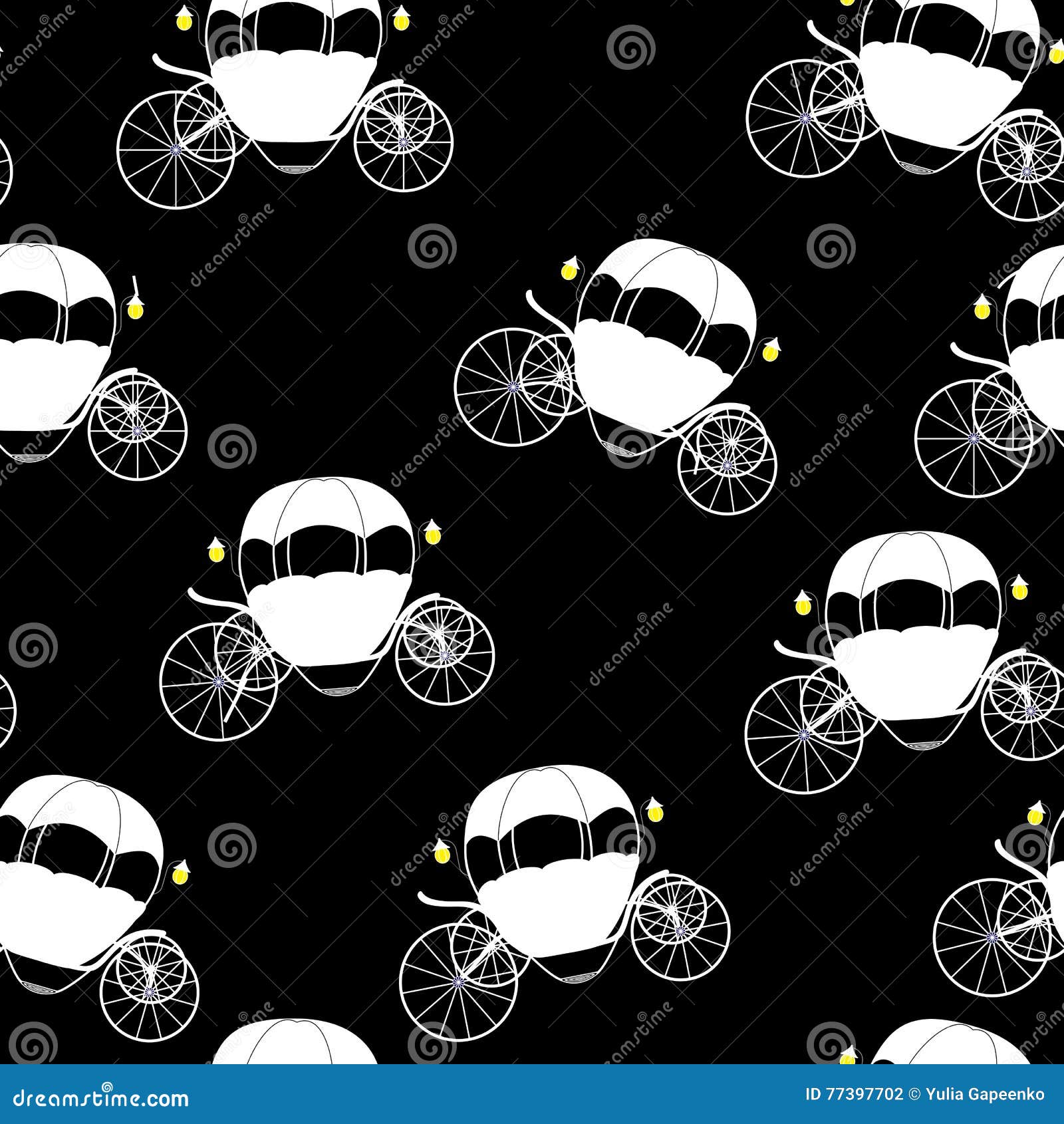 Princess Cinderella Fairytale Carriage. Seamless Pattern Stock Vector ...