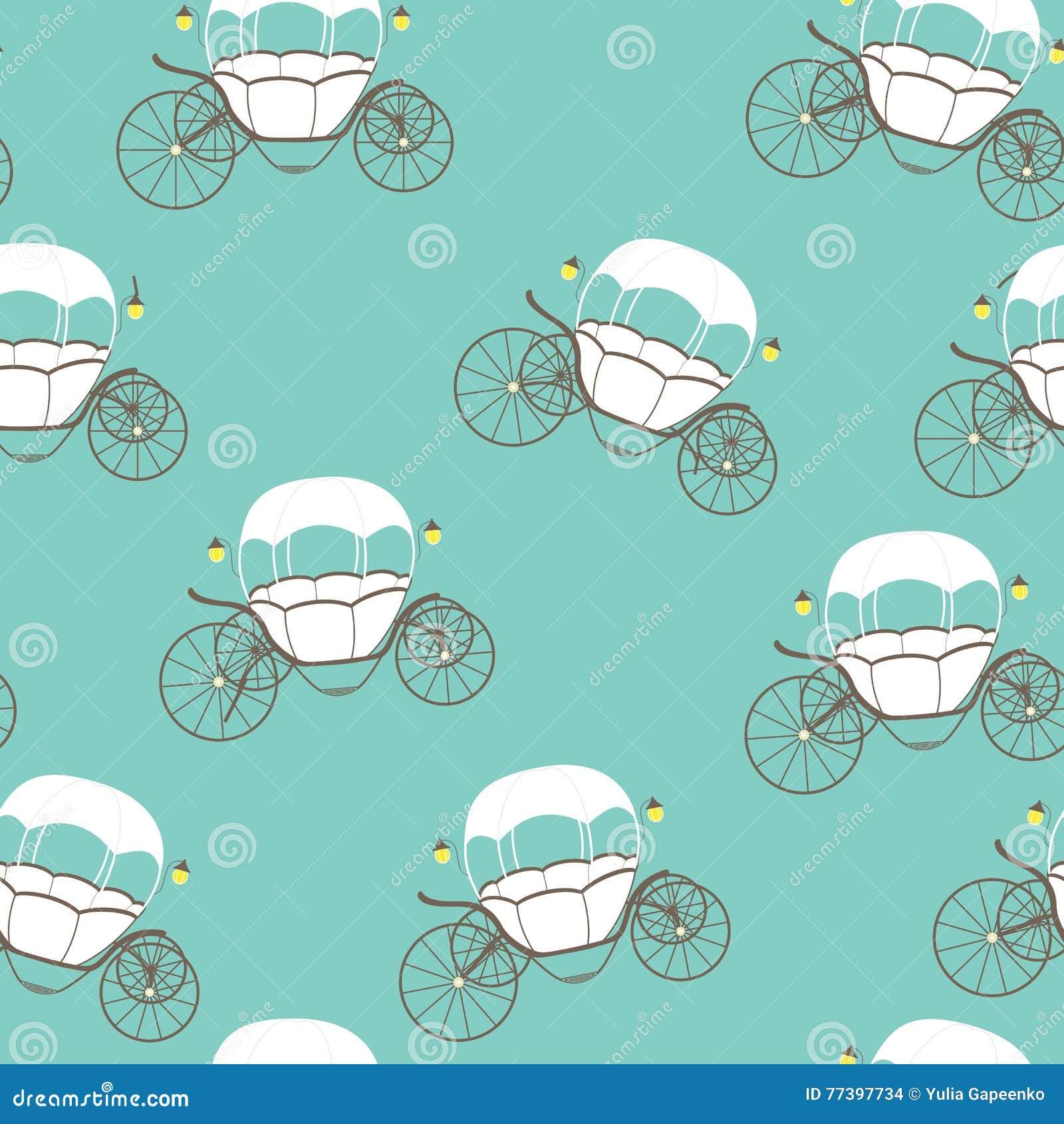 Princess Cinderella Fairytale Carriage. Seamless Pattern Stock Vector ...
