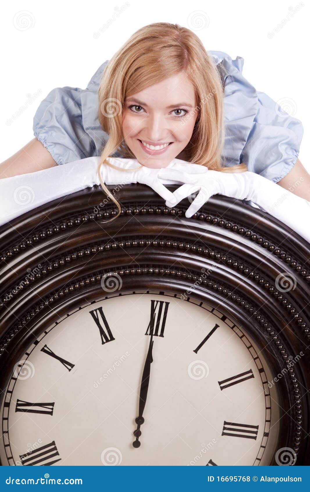 Princess on clock smiling stock photo. Image of adorable - 16695768