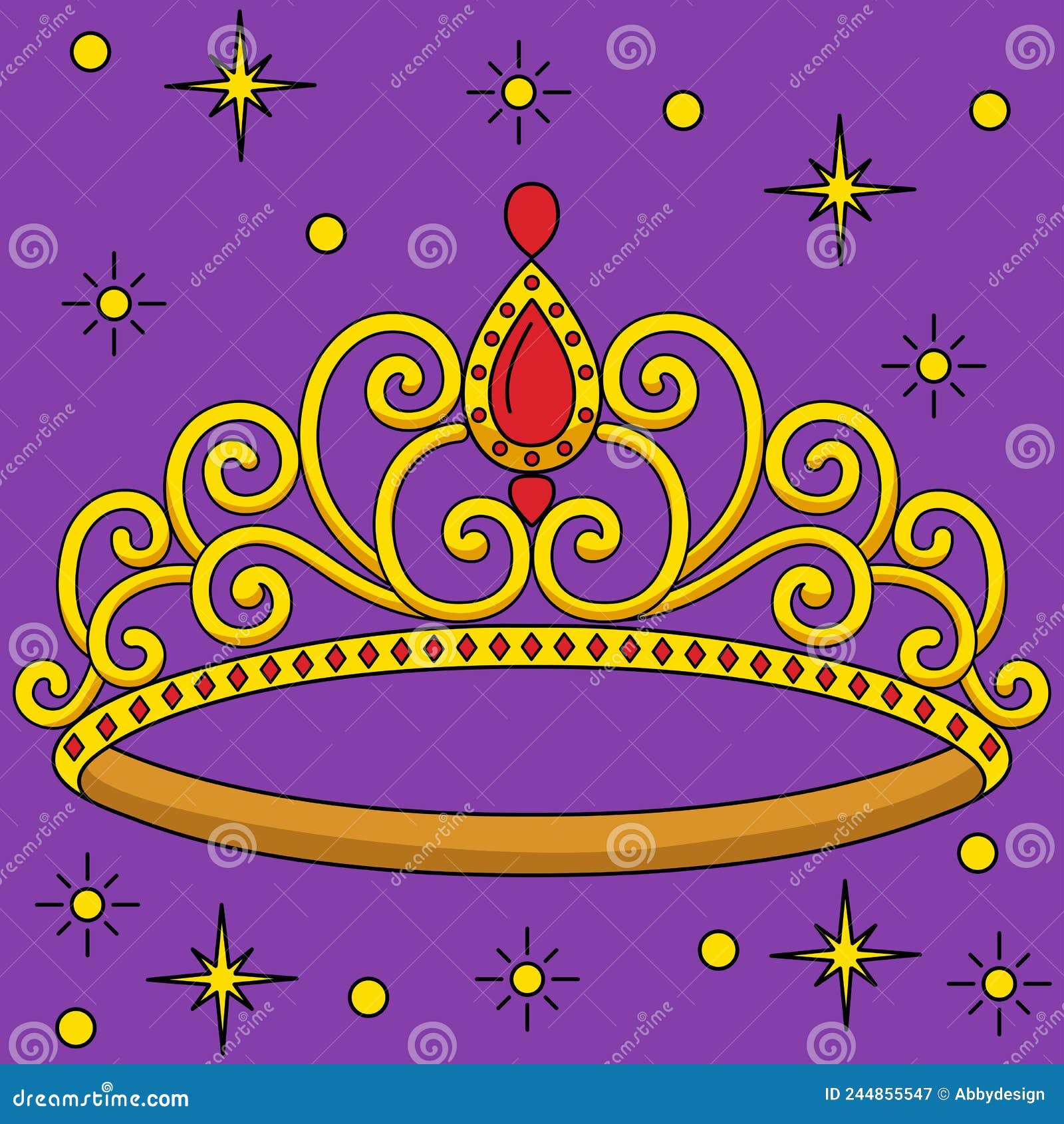 Princess Crown Colored Cartoon Illustration Stock Vector - Illustration ...