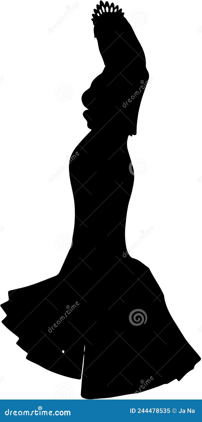 Silhoutte of a Princess Standing Doing a Pose Stock Vector ...