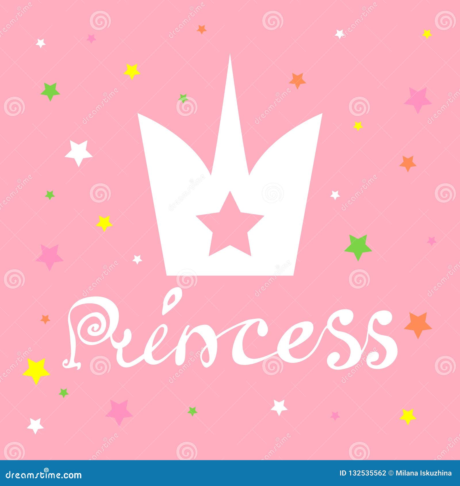 Princess with Crown slogan stock vector. Illustration of fairy - 132535562