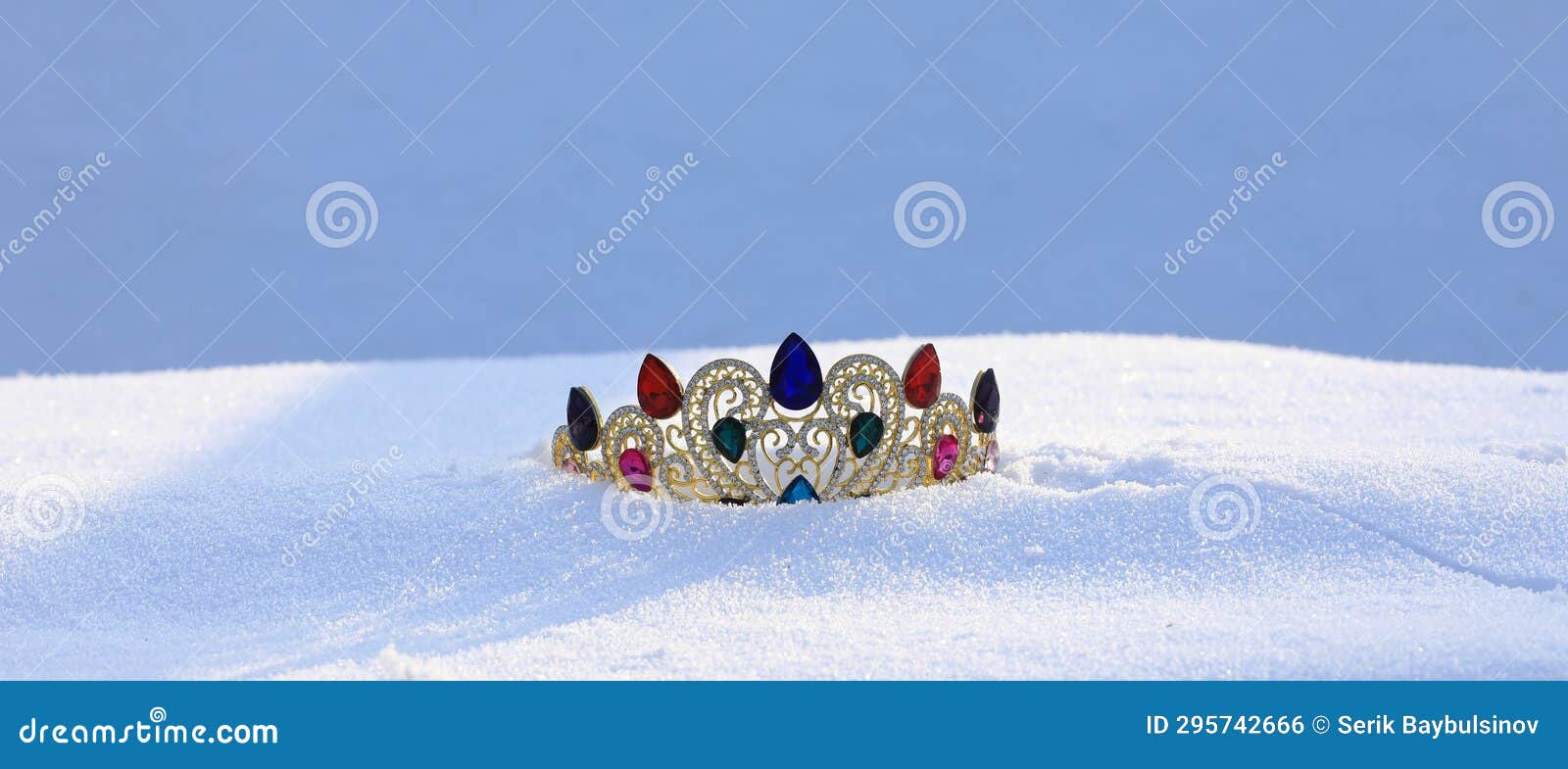 Princess crown on snow stock photo. Image of diamond - 295742666