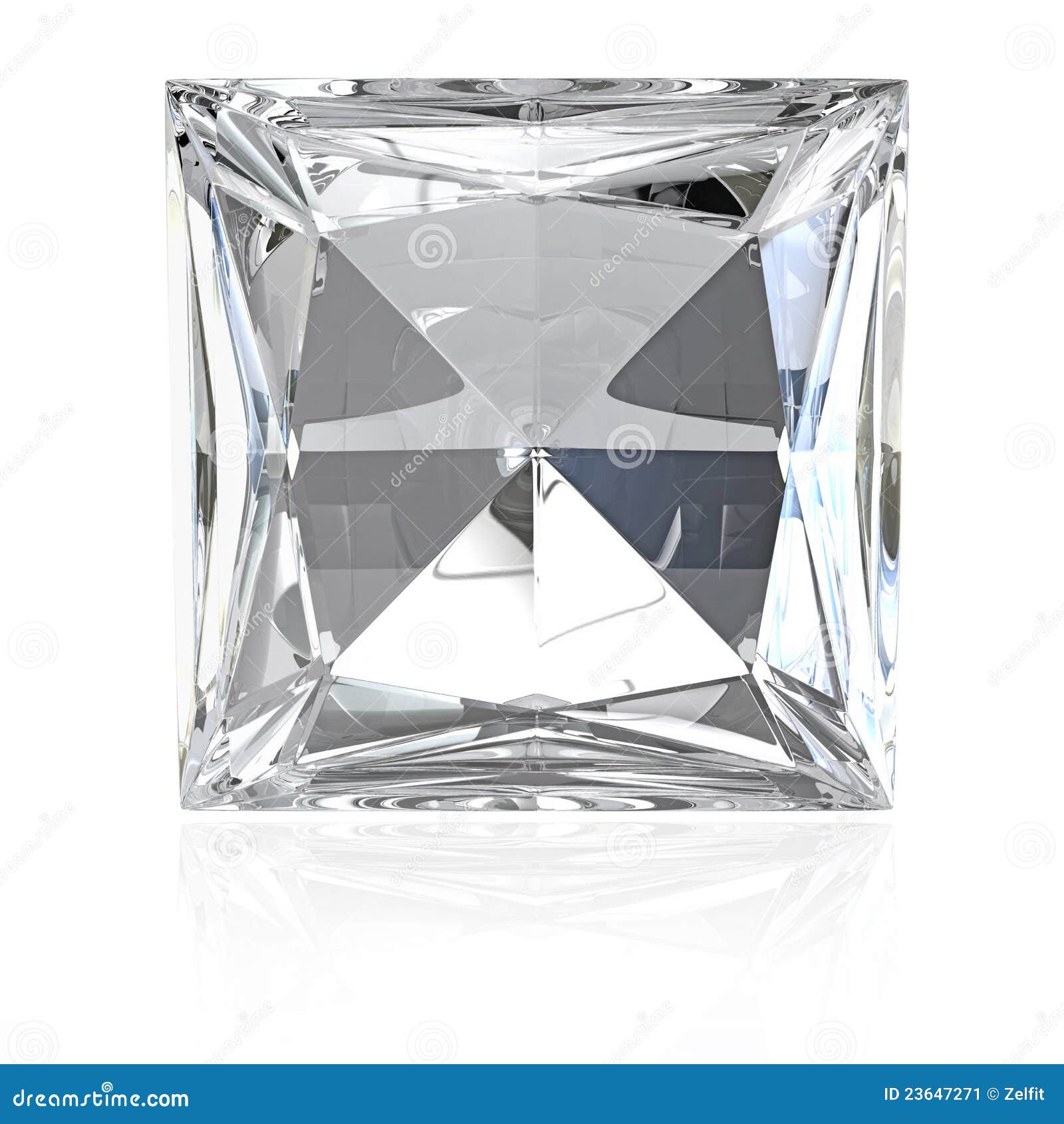 Princess Cut Diamond. Beautiful Shape Emerald Image With Reflective ...