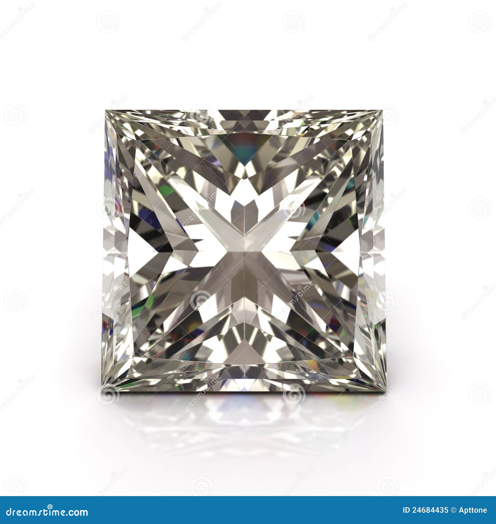 Princess Cut Diamond. Beautiful Shape Emerald Image With Reflective ...