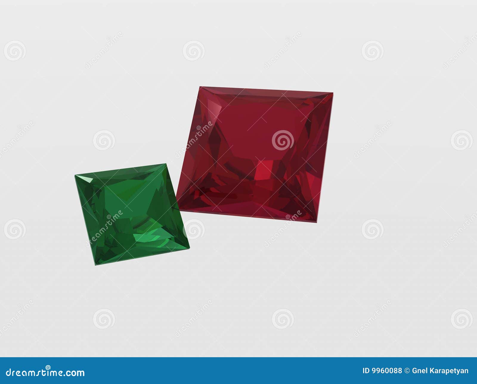 Princess Cut Ruby and Emerald Stock Illustration - Illustration of ...