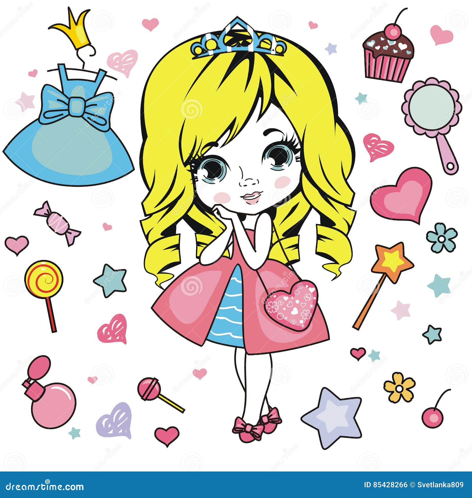 Princess design elements. stock vector. Illustration of mirror - 85428266