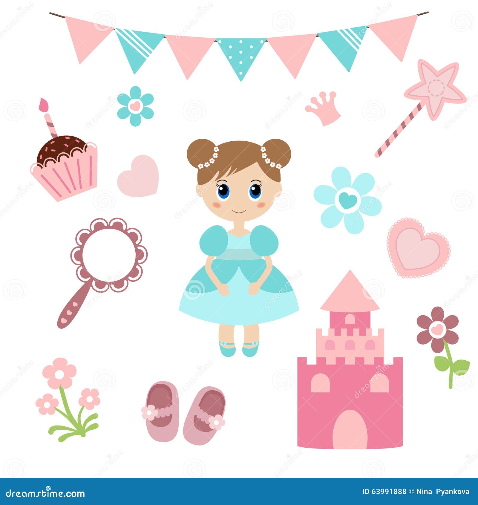 Princess design elements stock vector. Illustration of fairy - 63991888